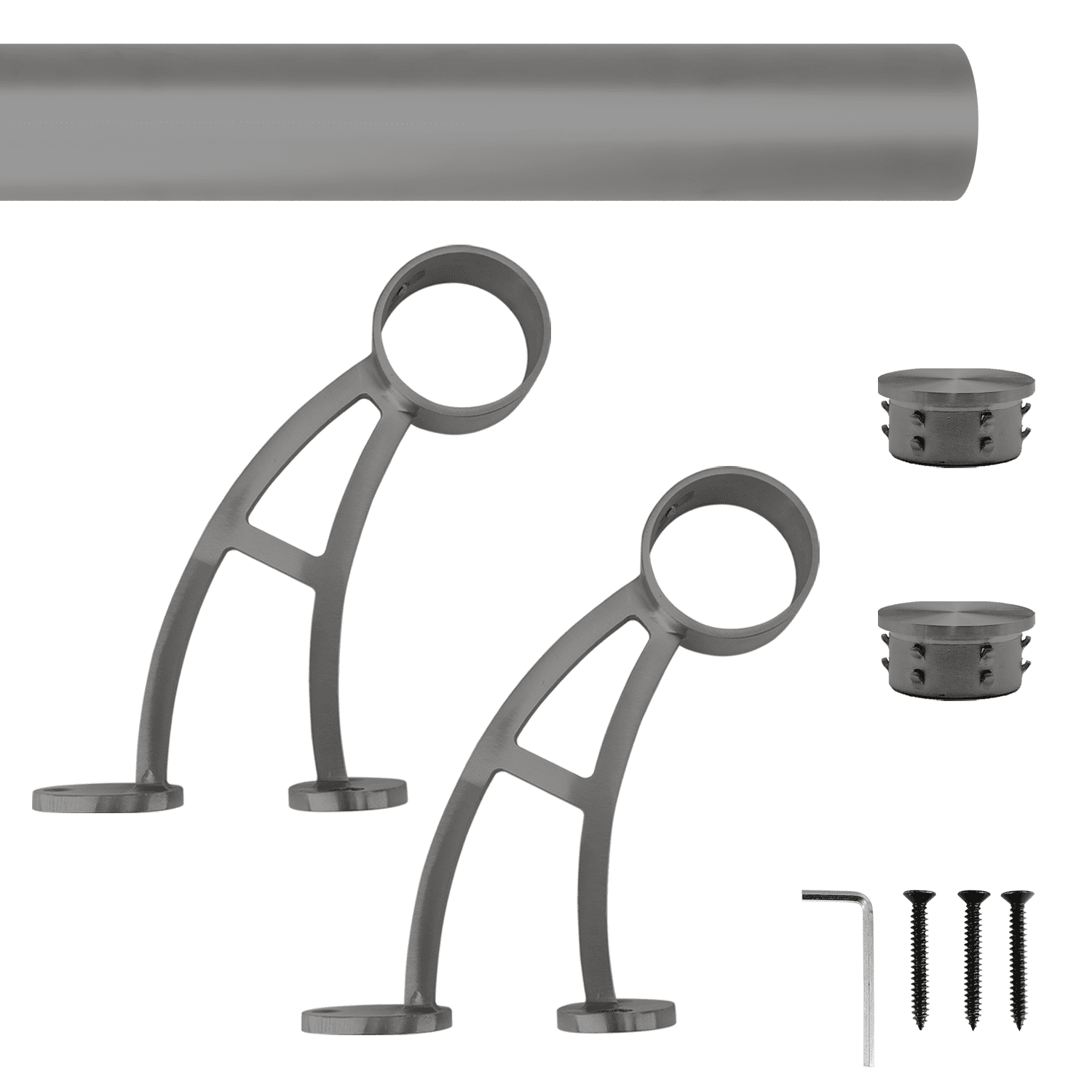 Wall Bar Mount Foot Rail Kit, Dark Gray Finish Stainless Steel Tubing w ...