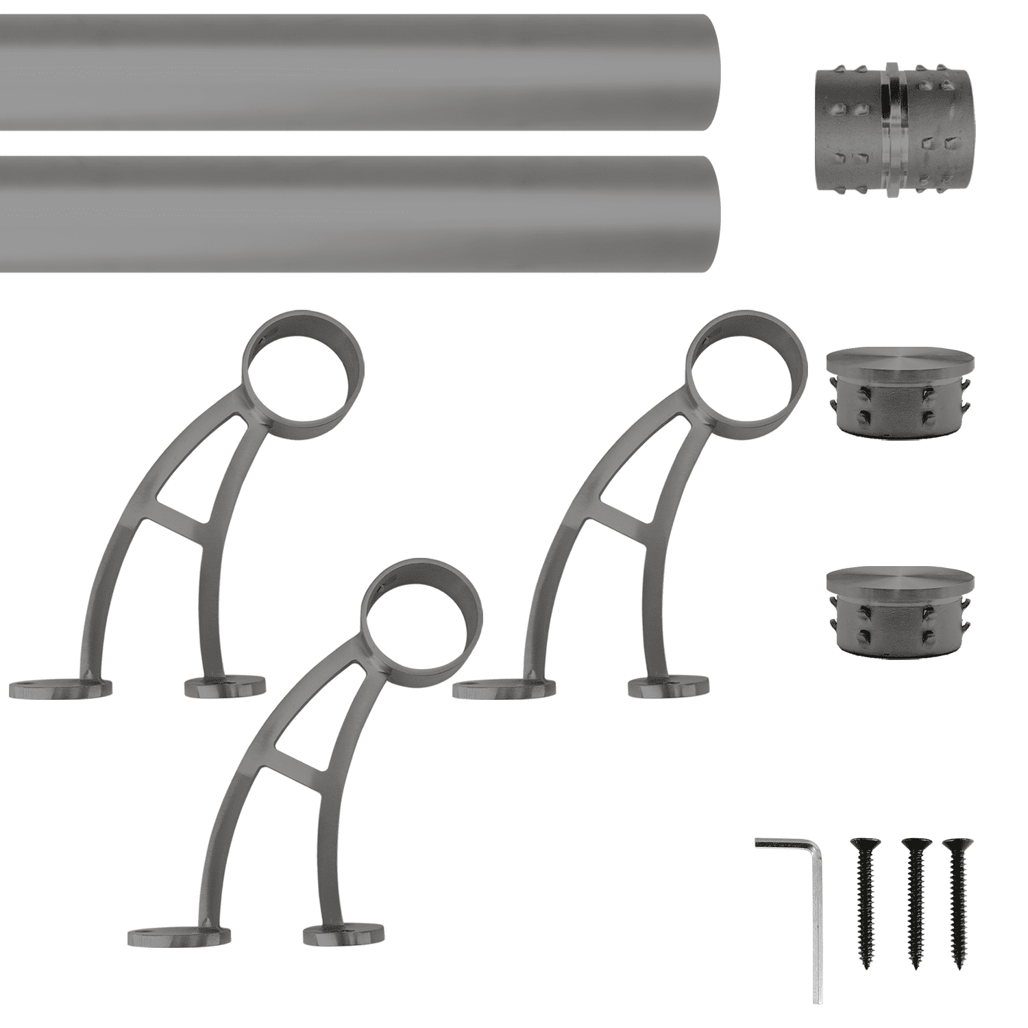 Wall Bar Mount Foot Rail Kit, Dark Gray Finish Stainless Steel Tubing w ...