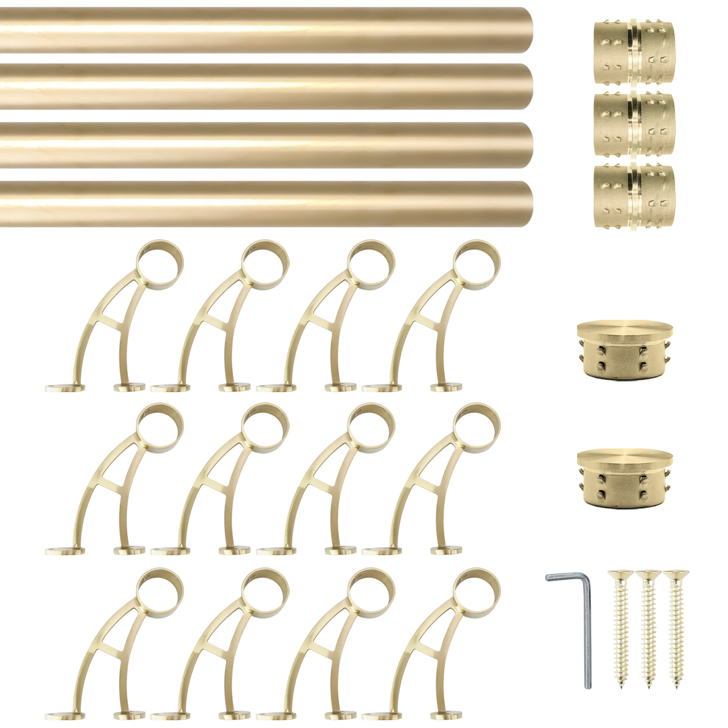Wall Bar Mount Foot Rail Kit, Satin Golden Finish Stainless Steel ...