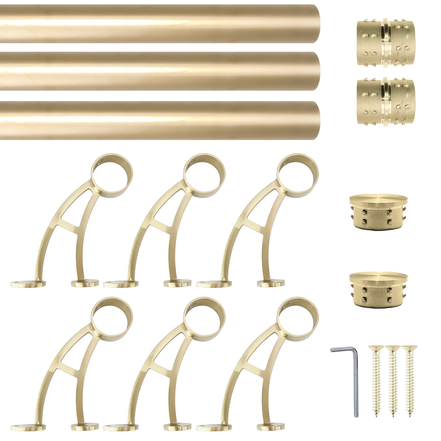 Wall Bar Mount Foot Rail Kit, Satin Golden Finish Stainless Steel ...