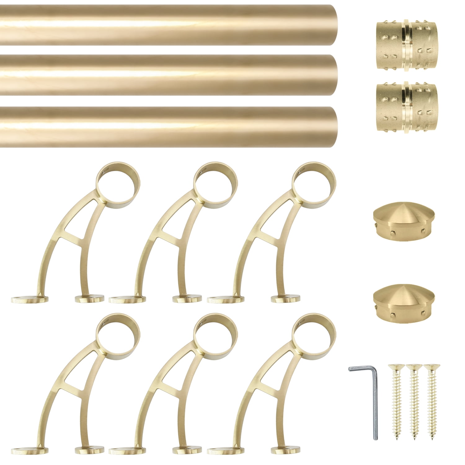 Wall Bar Mount Foot Rail Kit, Satin Golden Finish Stainless Steel ...