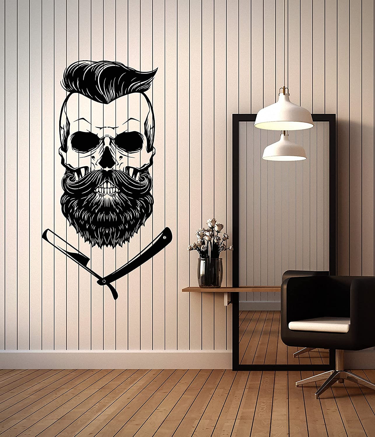 Wall Barbershop Barber Shop Straight Razor Hair Salon Stickers Mural ...