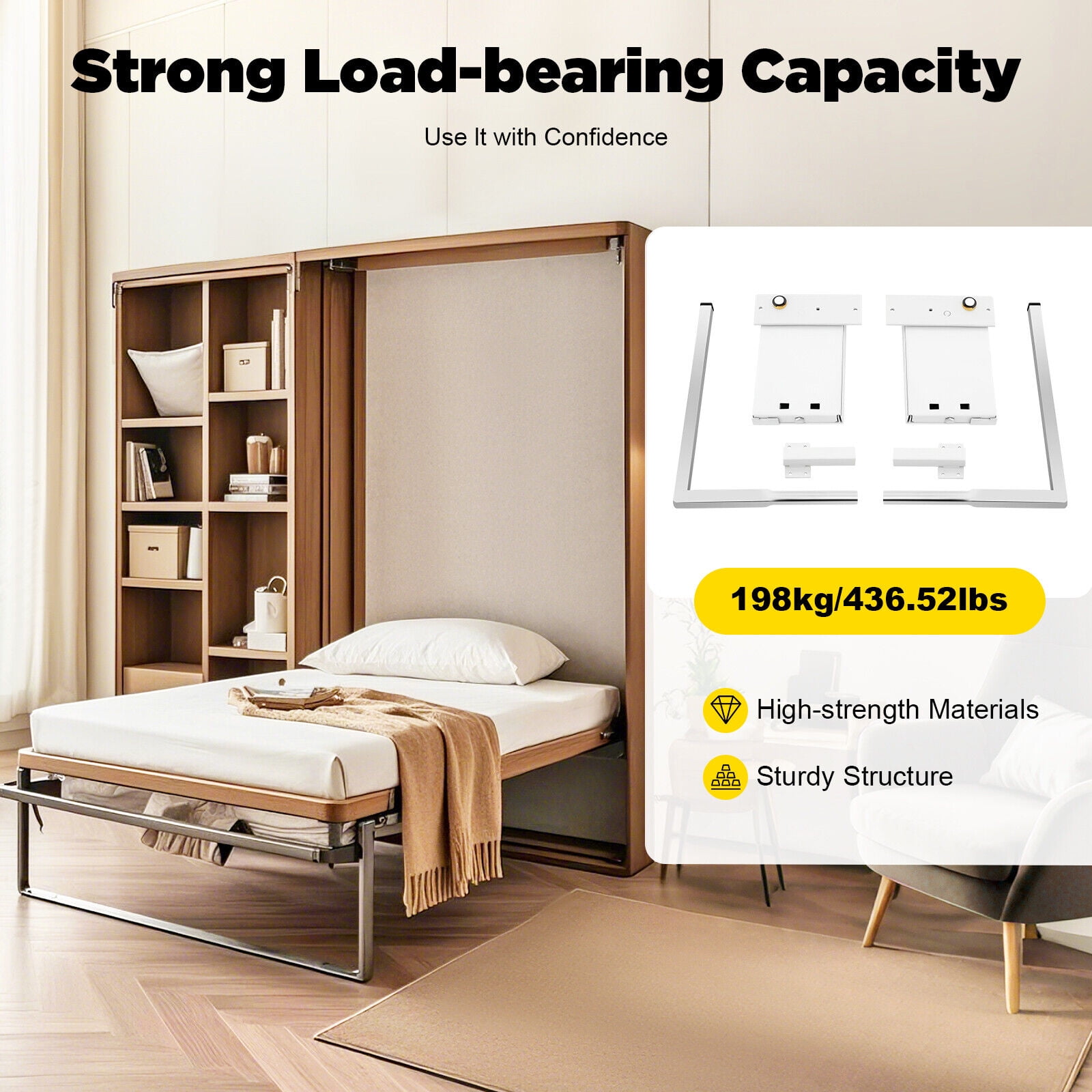 Wall Bed Springs DIY Murphy Bed Kit Mechanism Hardware Kit Horizontal ...