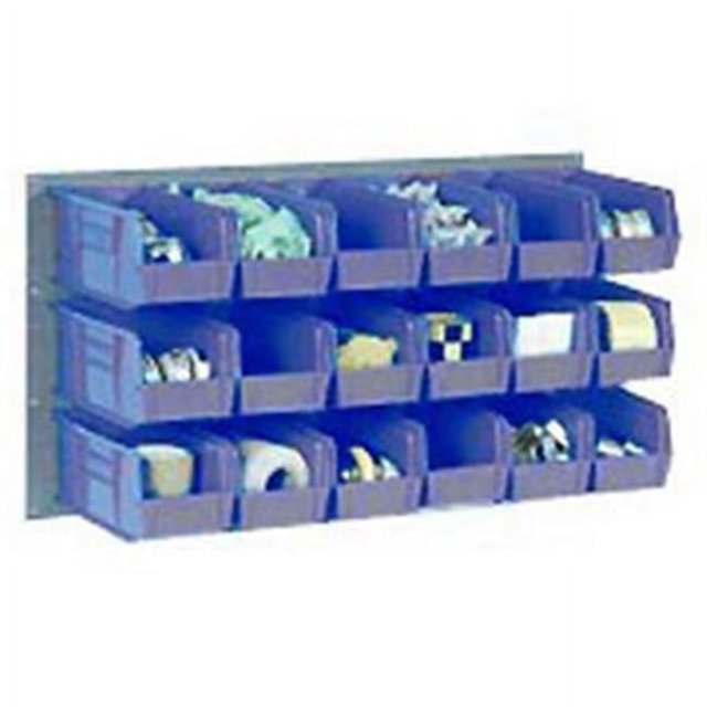 Wall Bin Rack Panel with 32 Blue Stacking Bins - Gray - Walmart.com