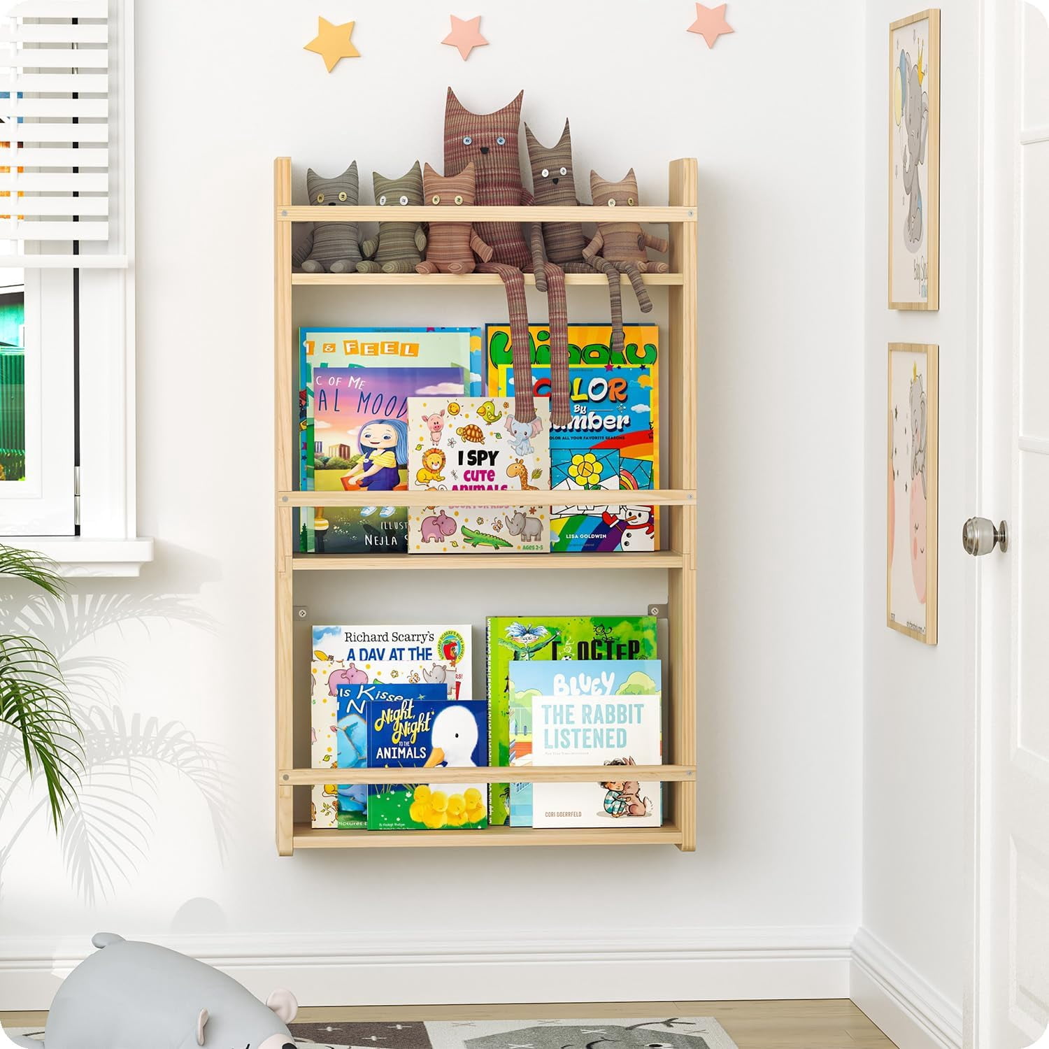 Wall Bookshelf for Kids, 3 Tier Kids Bookshelf Wall, 16.5 inch Floating ...