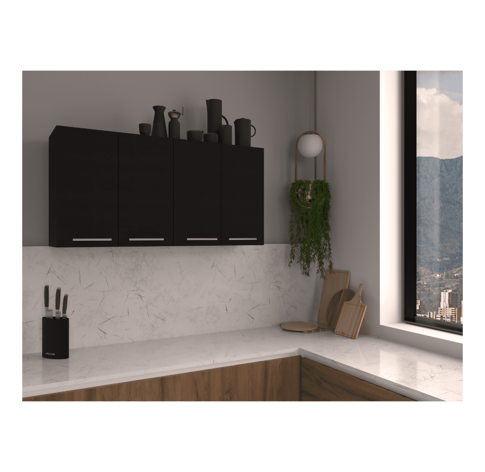 Wall Cabinet 24" H, four Doors, with two internal Shelves and internal ...