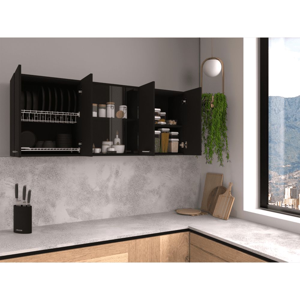 Wall Cabinet 24" H, four Doors, with two internal Shelves and internal ...