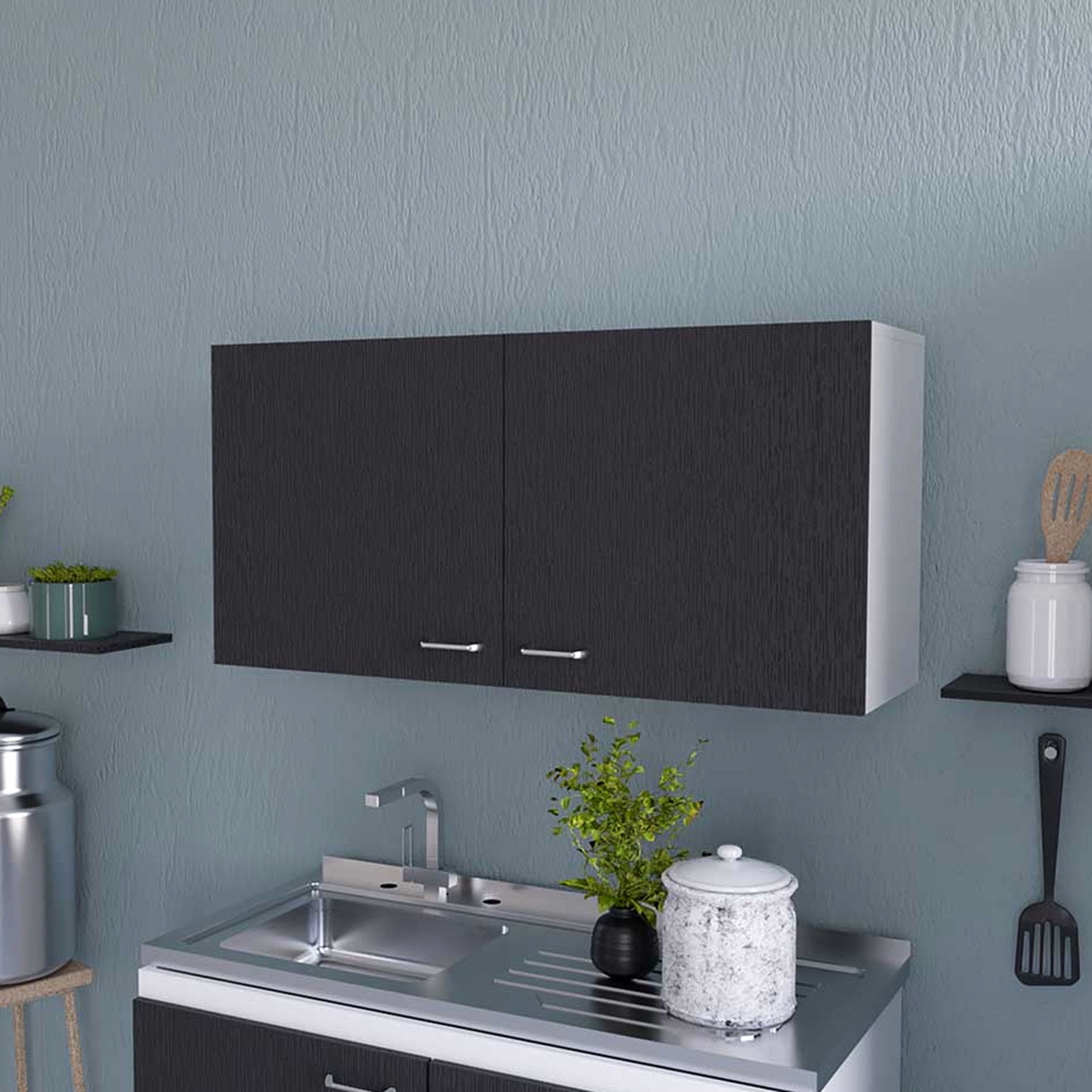 Wall Cabinet | Extra Kitchen Storage, Adapts to Wall | Particle Board ...