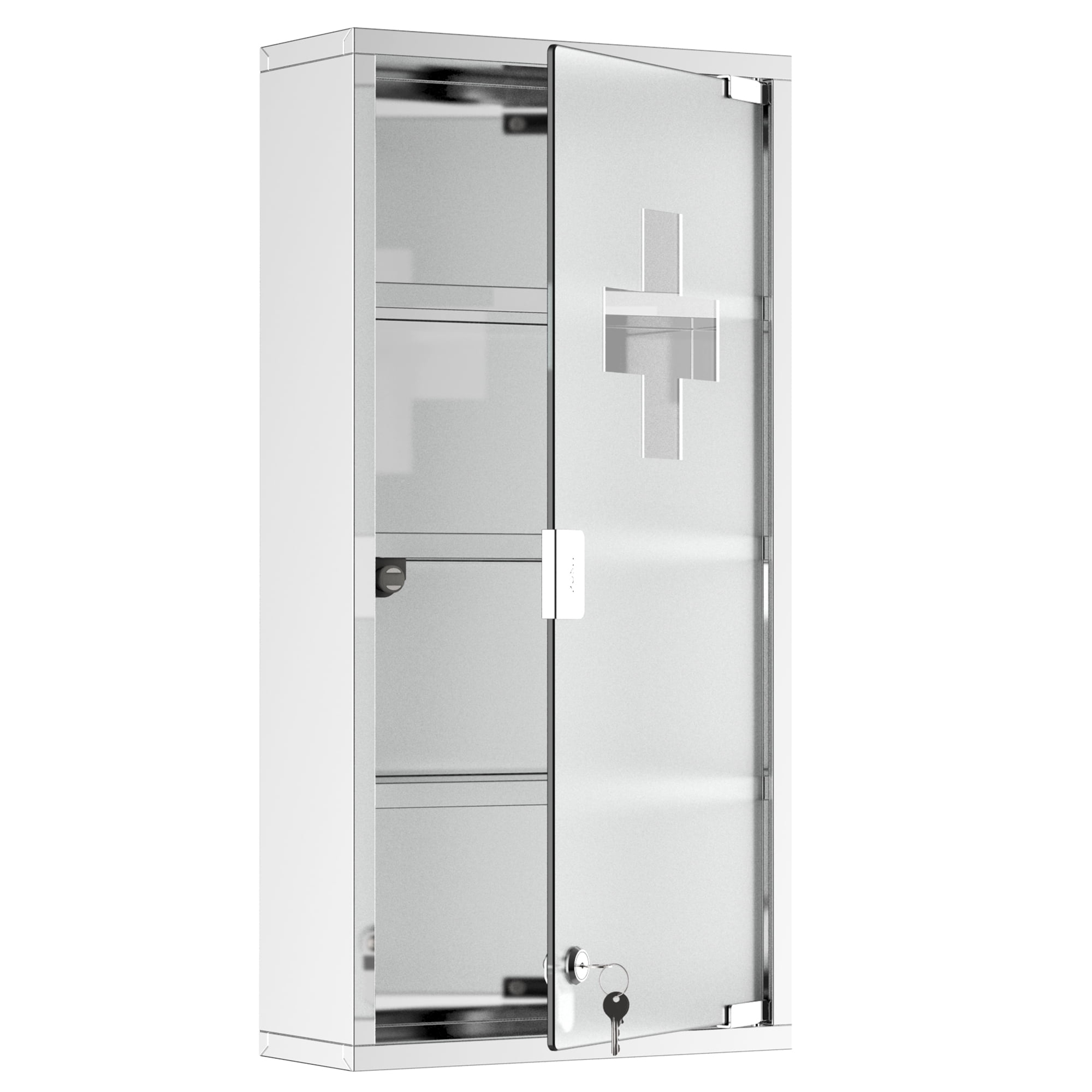 Wall Cabinet, Locking Wall Cabinet With 4 Tier Shelves, Glass Door, 2 ...