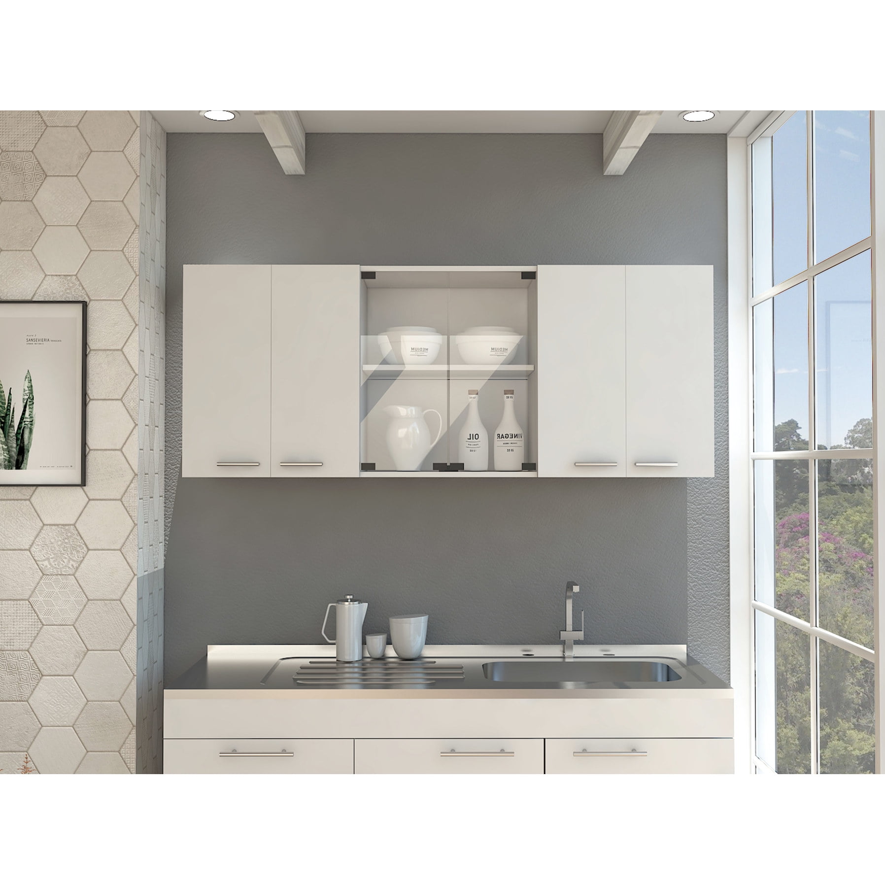 Wall Cabinet with Built-in Dish Rack | Convenient Kitchen Solution ...