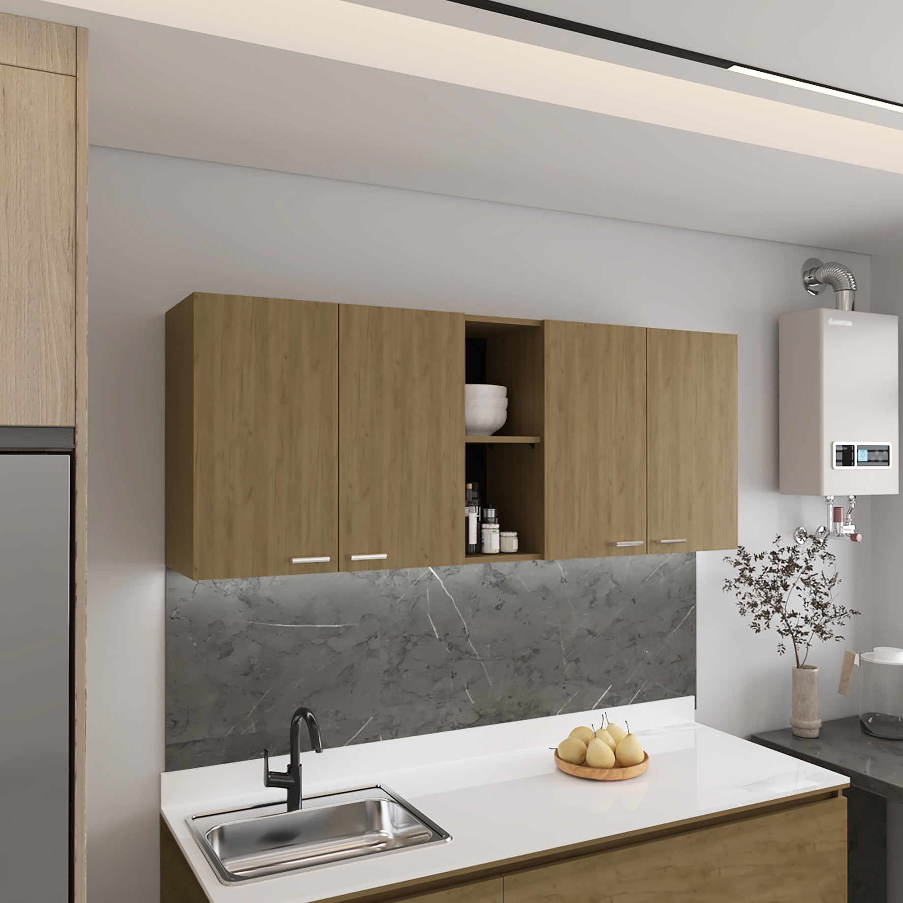 Wall Cabinet with Dish Rack and External Shelves | Functional for ...