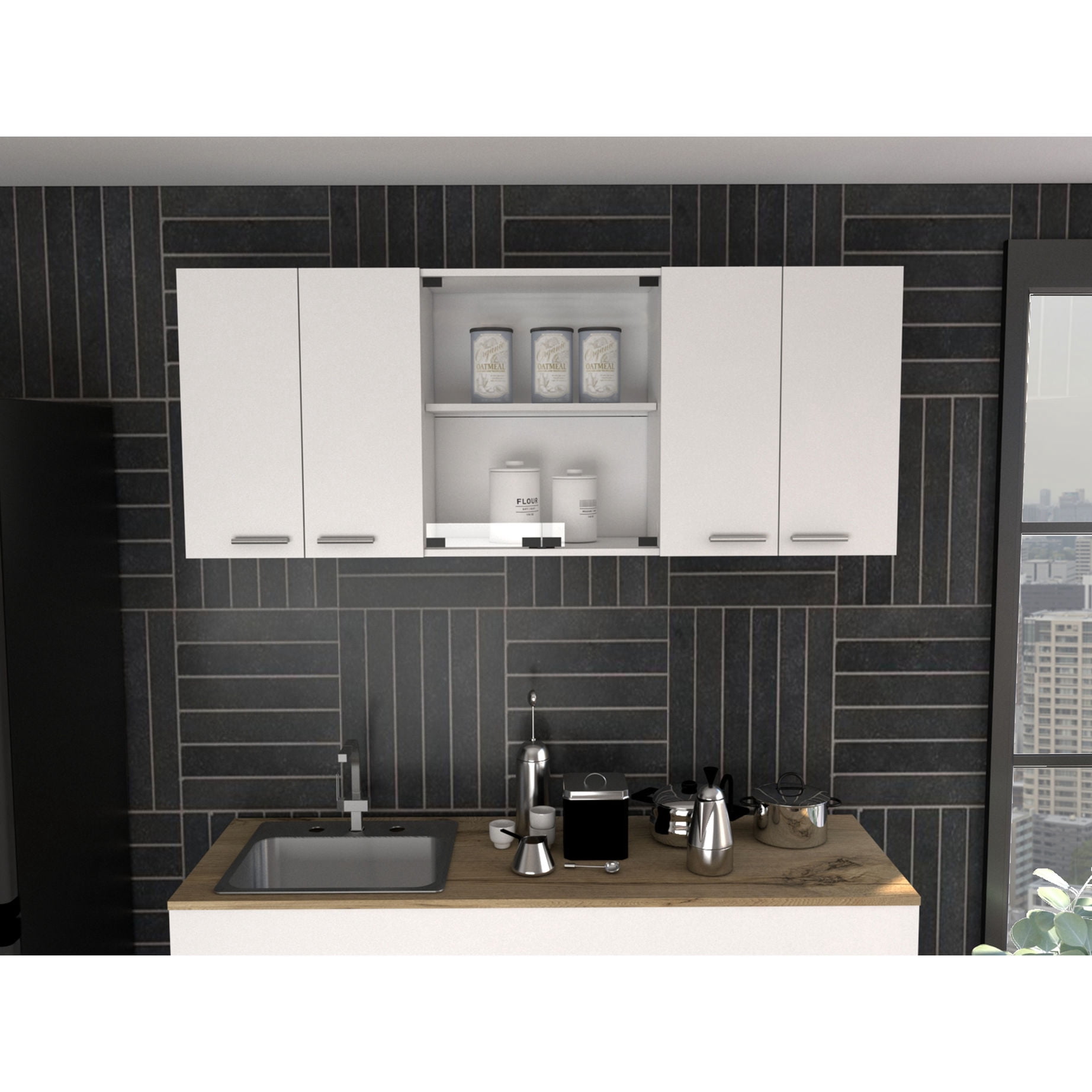 Wall Cabinet with Six Doors | Ideal for Large Bathrooms | Glass Doors ...
