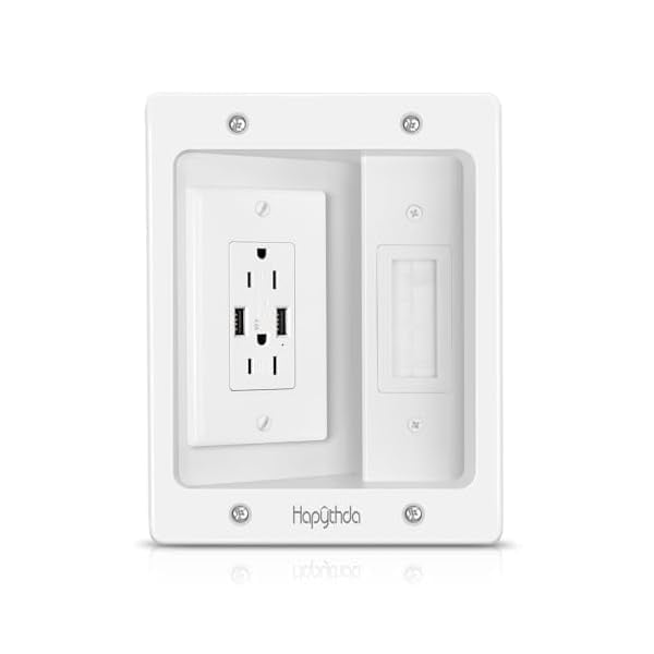 in Wall Cable Management Kit for TV, Recessed Outlet with 2AC 2USB, TV ...