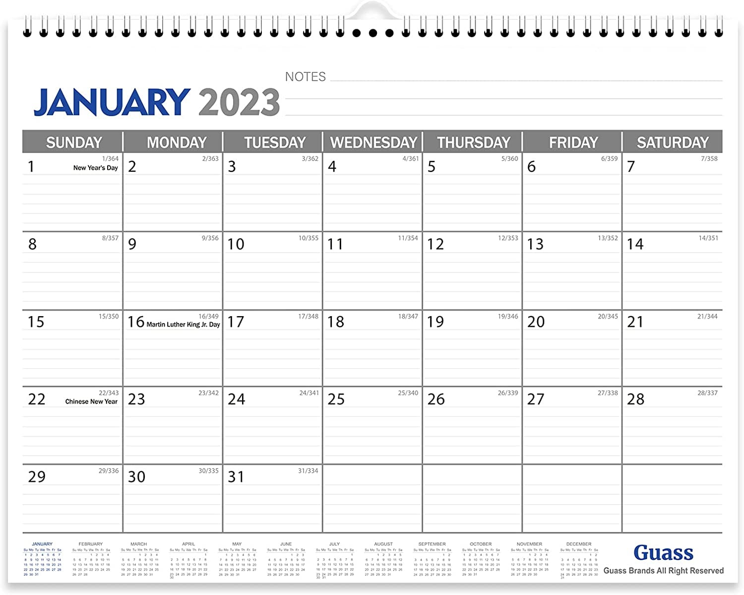 Wall Calendar 2023-2024: 18 Monthly Calendar from January 2023 to June ...