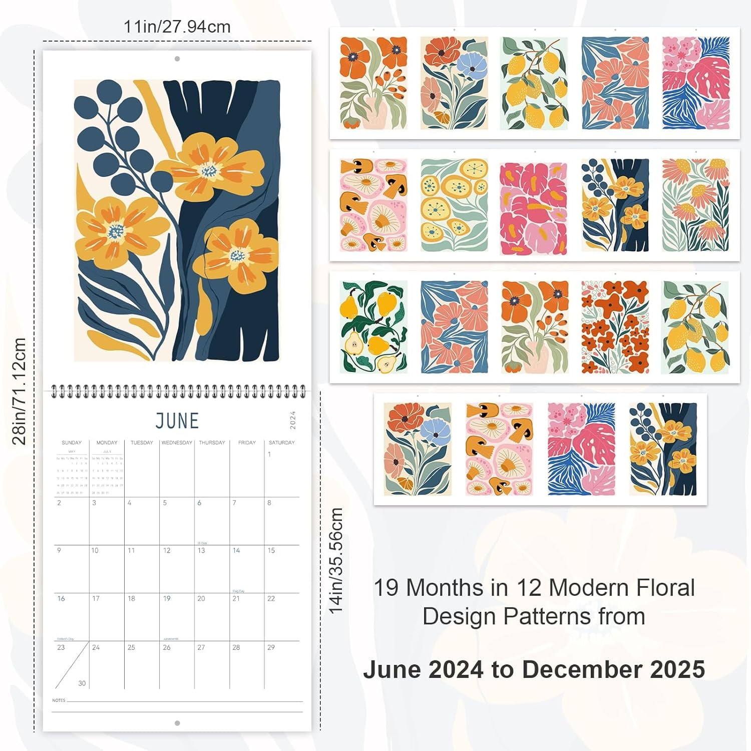 Wall Calendar 2024-2025, Vertical Calendar Wall 2024, 19-Month ...