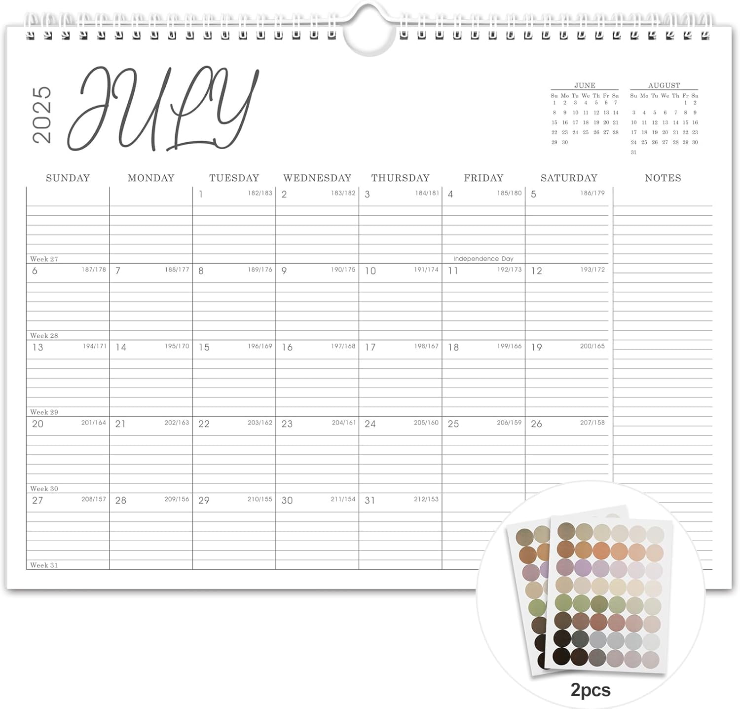 Wall Calendar 2025, 2025-2026 Calendar Wall from Jul. 2025 to Dec. 2026 ...