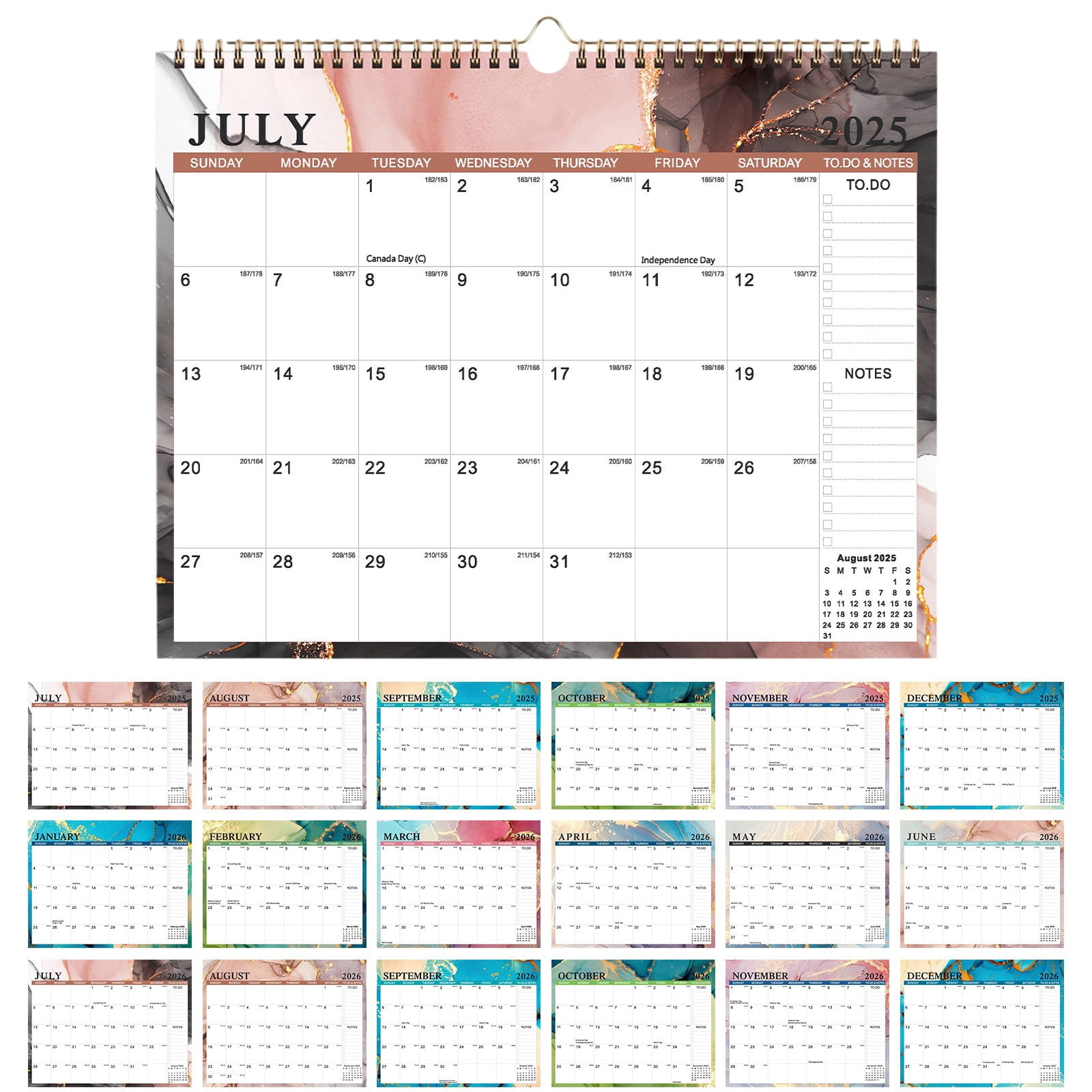 Wall Calendar 2025-2026, Jumbo 17x12 Inch Yearly Planning Calendar with ...