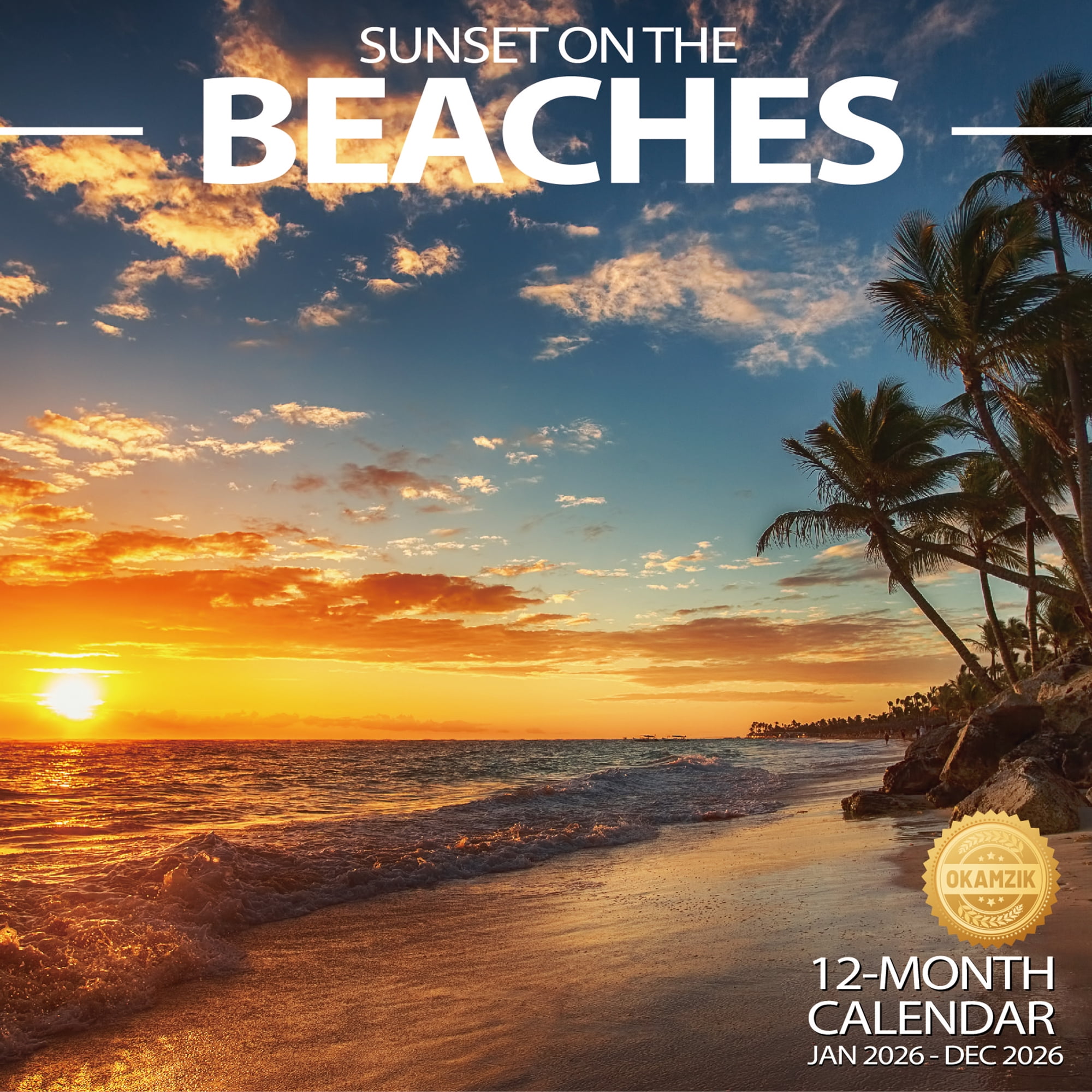 Wall Calendar 2025-2026 Planner Calendar - Sunset On The Beach Hangable ...