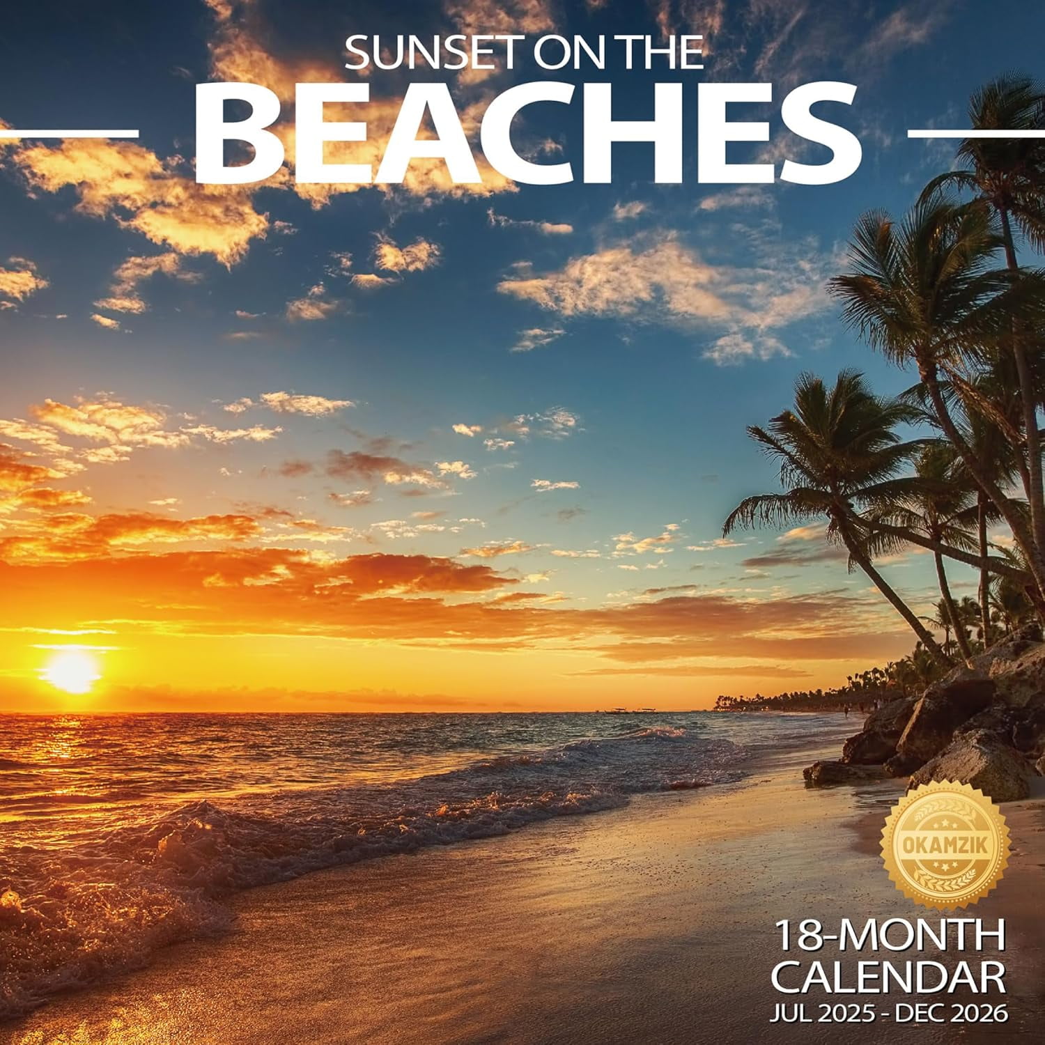 Wall Calendar 2025-2026 Planner Calendar - Sunset On The Beach Hangable ...