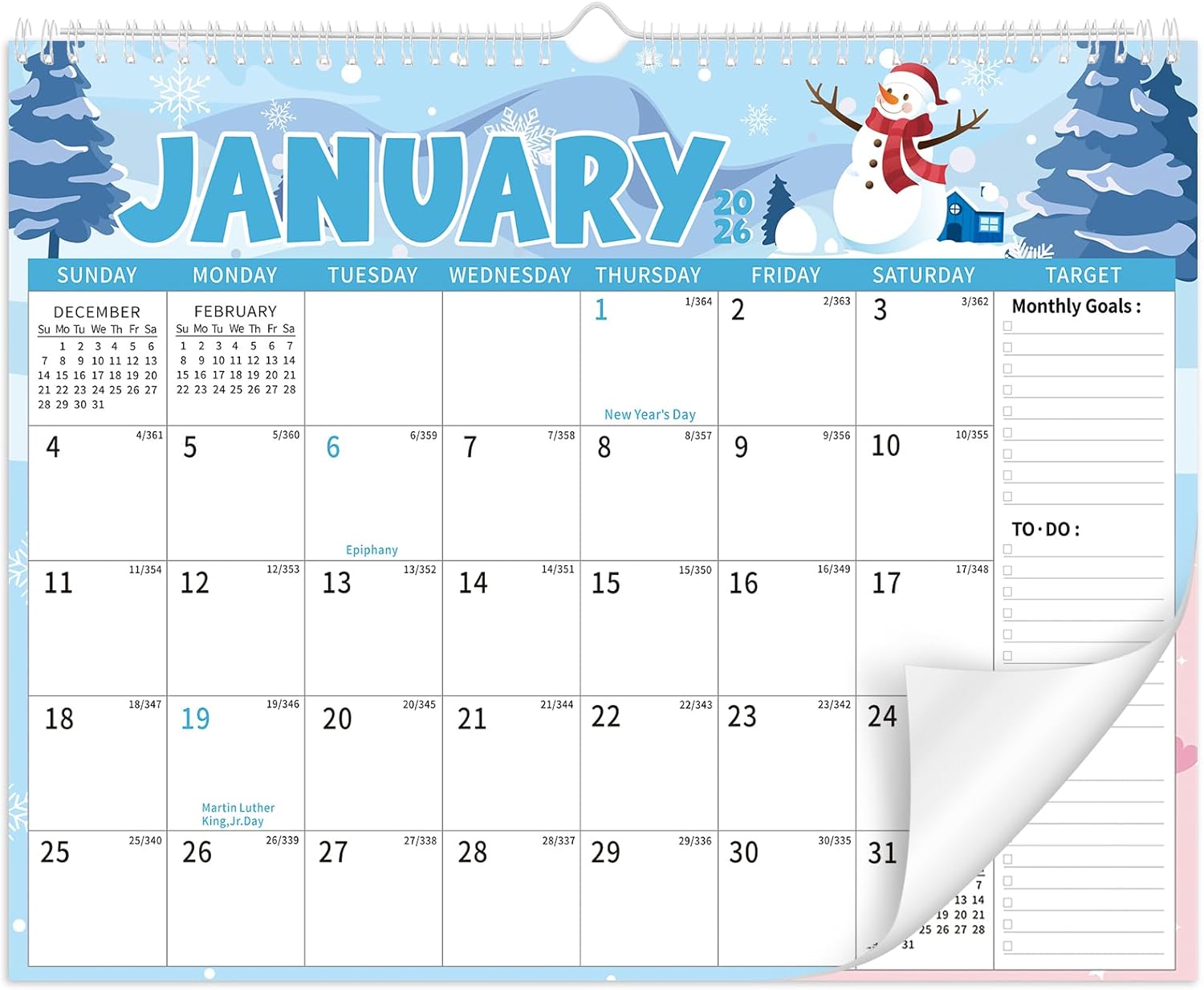 Wall Calendar 2026-2027, 18 Month Large Desk Calendar from January 2026 ...