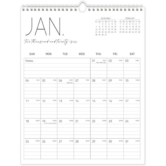 Wall Calendar 2026-2027, Vertical 2026, Jan. 2026-Jun. 2027, 18-Month ...