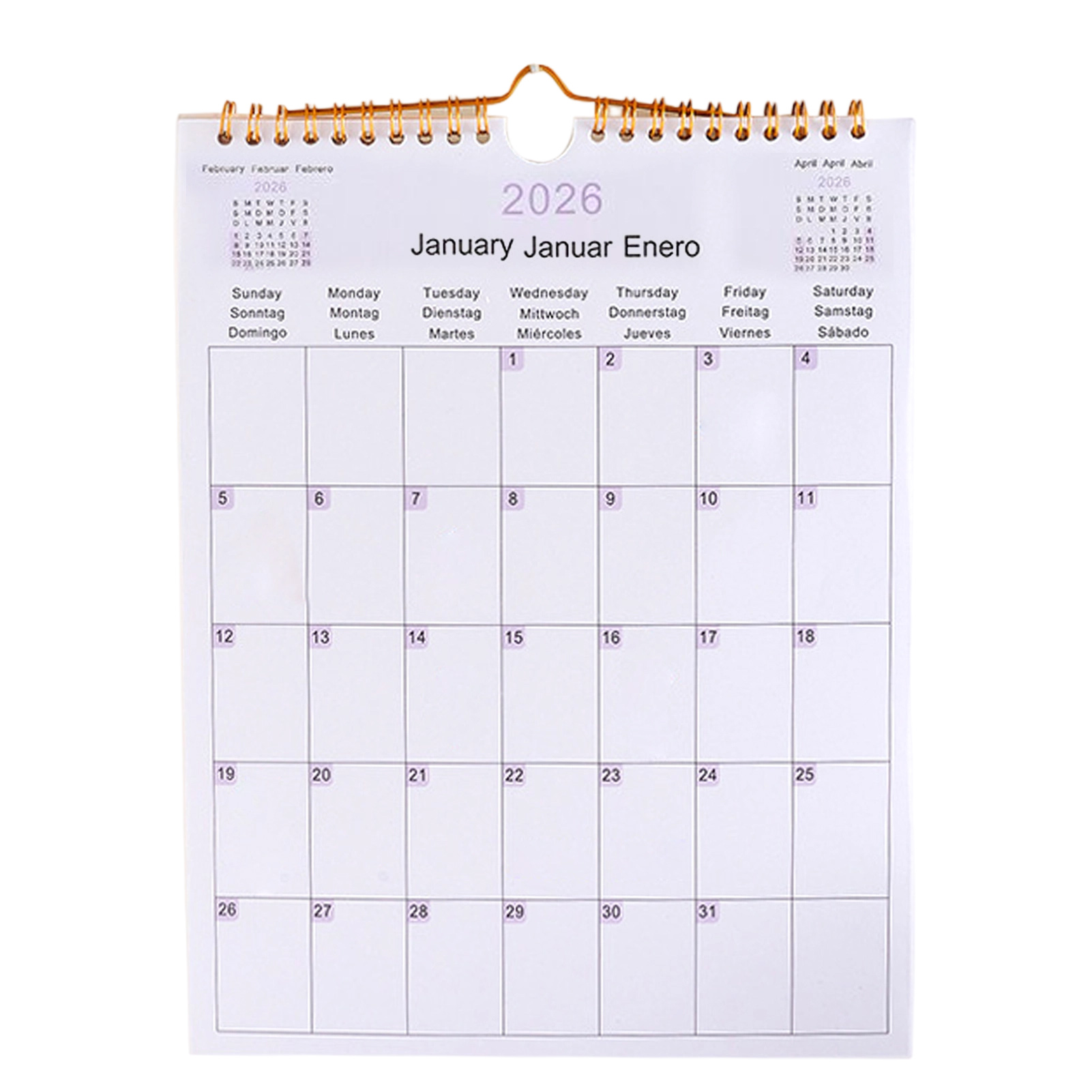 Wall Calendar 2026 | Multilingual Coil Calendar for Wall 12 Month ...