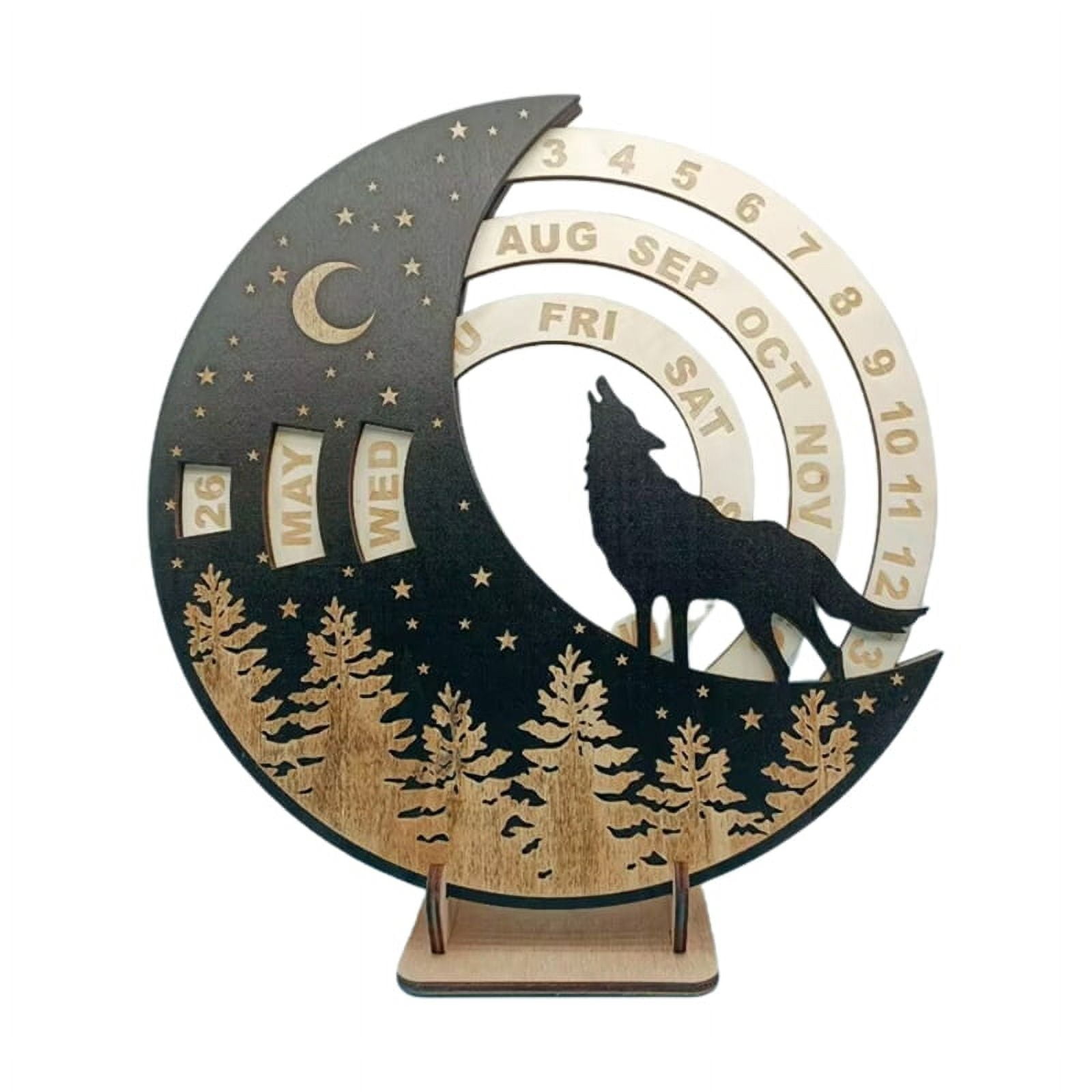 Wall Calendar Circular Moon Rotatable Calendar Circular Adjustable Desk ...