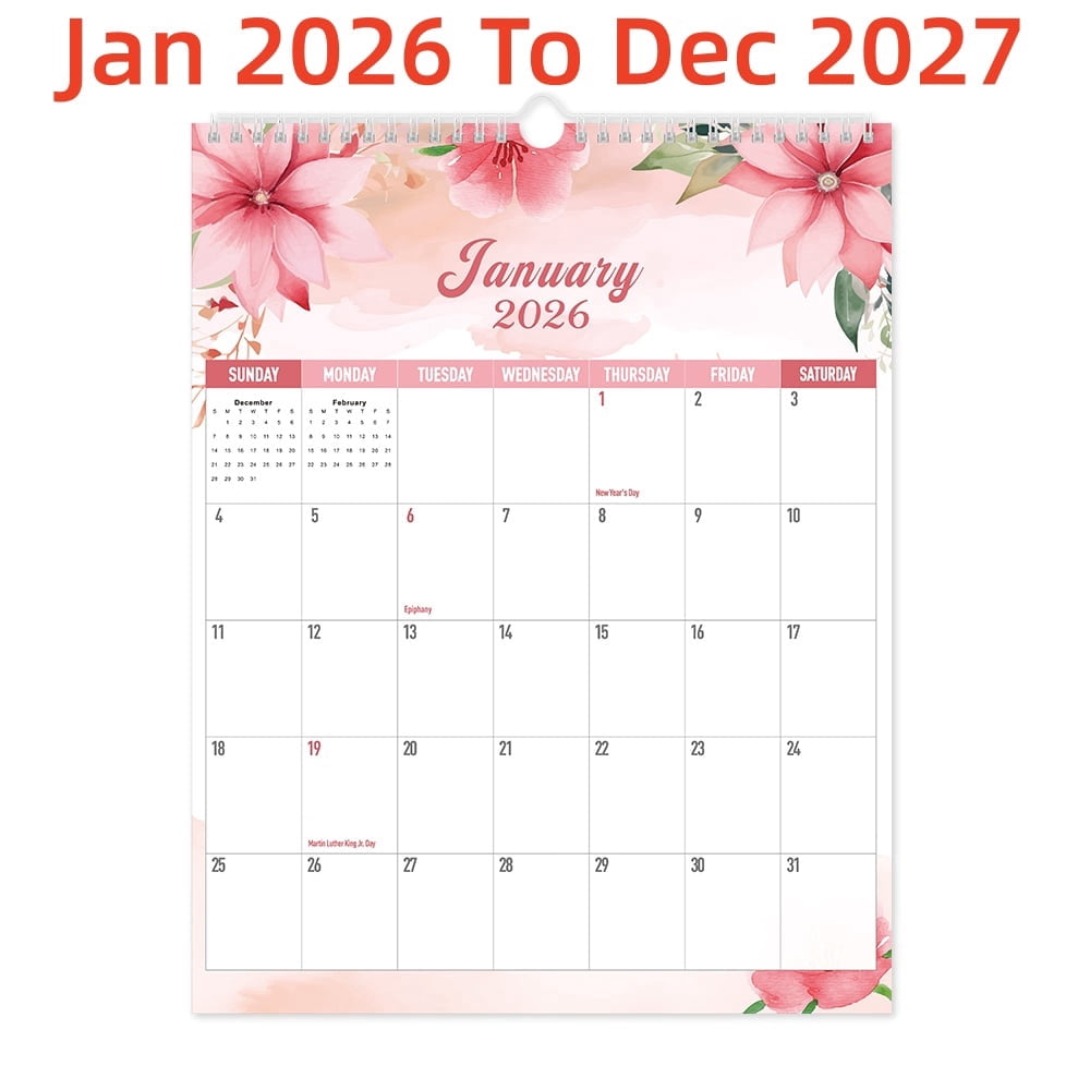 Wall Calendar, Jan 2026- June 2027 , Blocks and Julian Dates, 12" x 17 ...