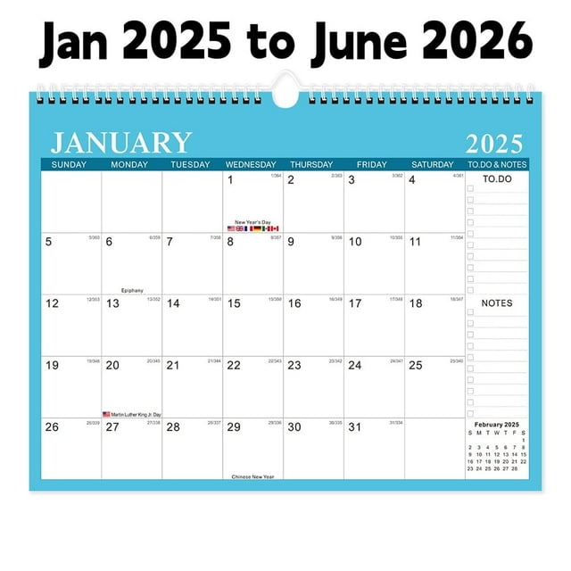 Wall Calendar Jan 2025- June 2026, Track Anniversaries & Appointments ...