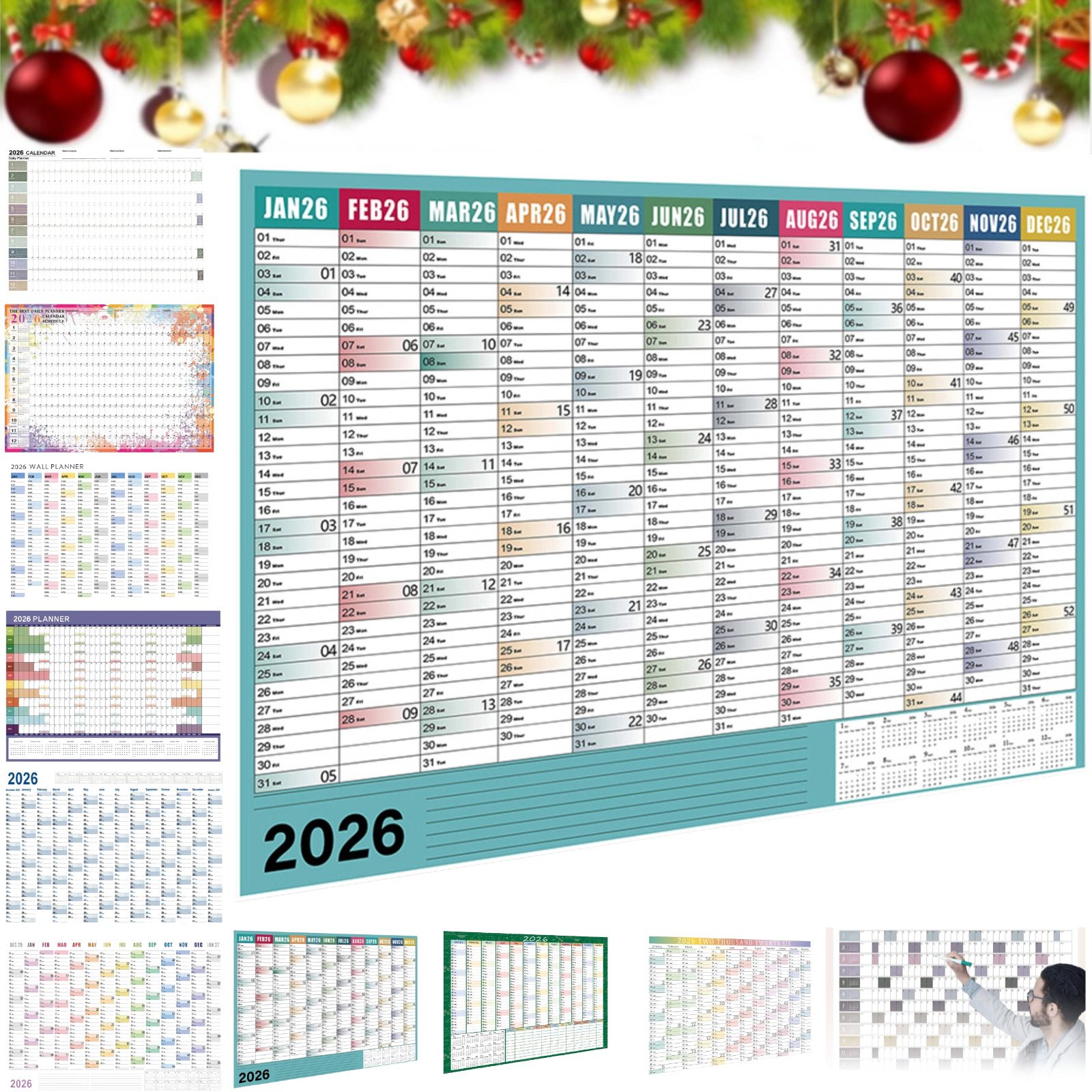 Wall Calendars, 2026 Yearly Wall Calendar with Holidays, Full Year ...