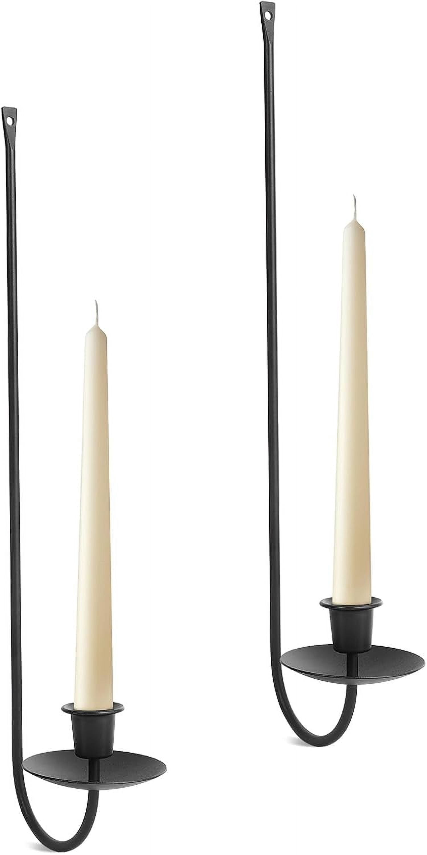 Wall Candle Holder Set of 2, Stylish Black Metal Wall Mount Candle ...