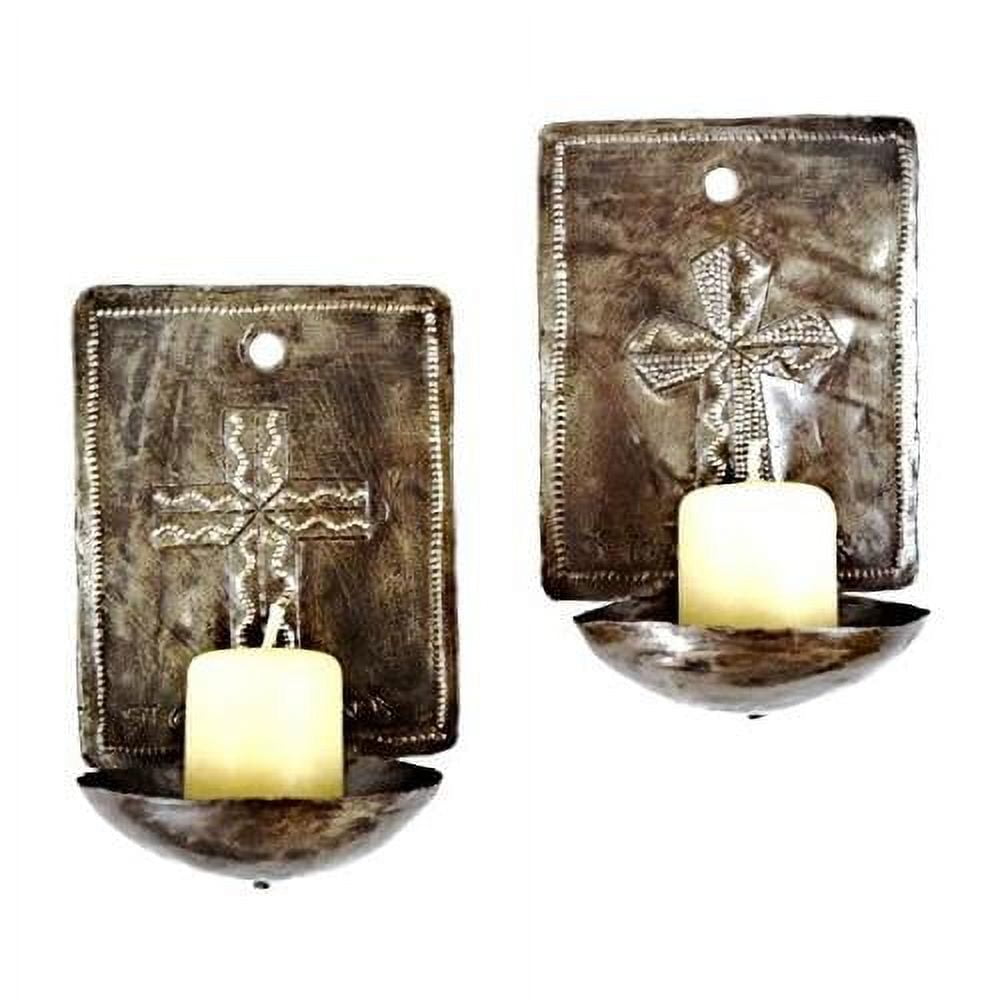 Wall Candle Holders With Engraved Cross, Decorative Religious Art ...