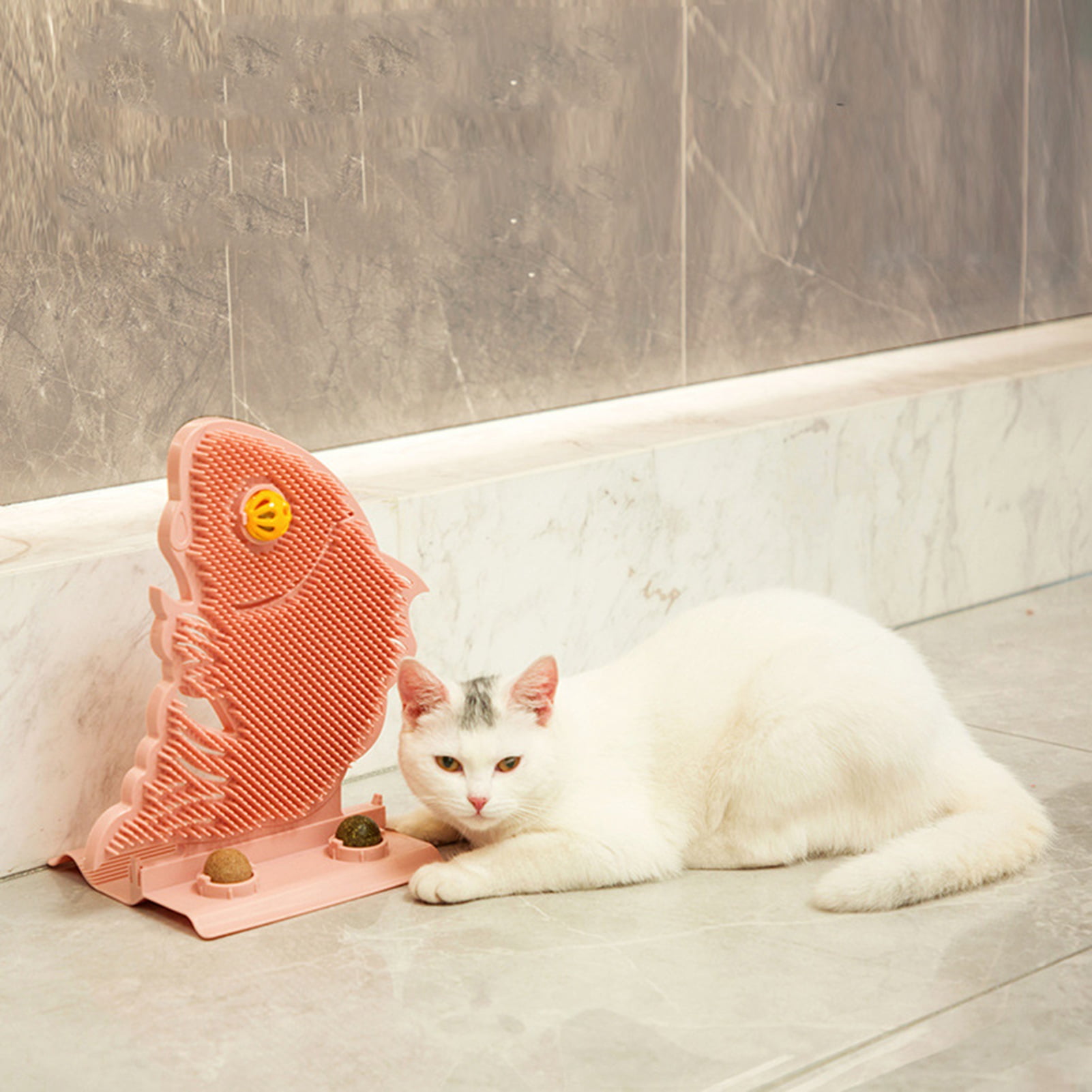 Wall Cat Self Groomer Removable Skin Friendly Fish Shape Rubbing Post ...