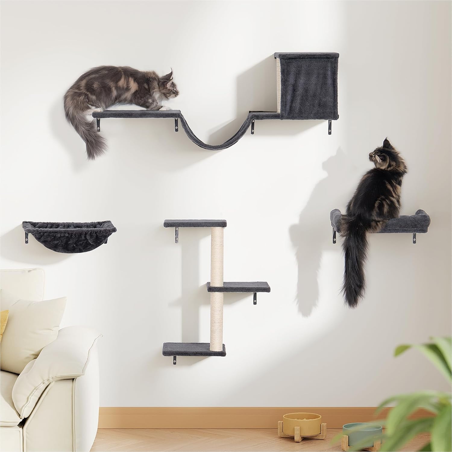 Wall Cat Shelves for Large Adult Cats, Stable 5 in 1 Cat Wall Furniture ...