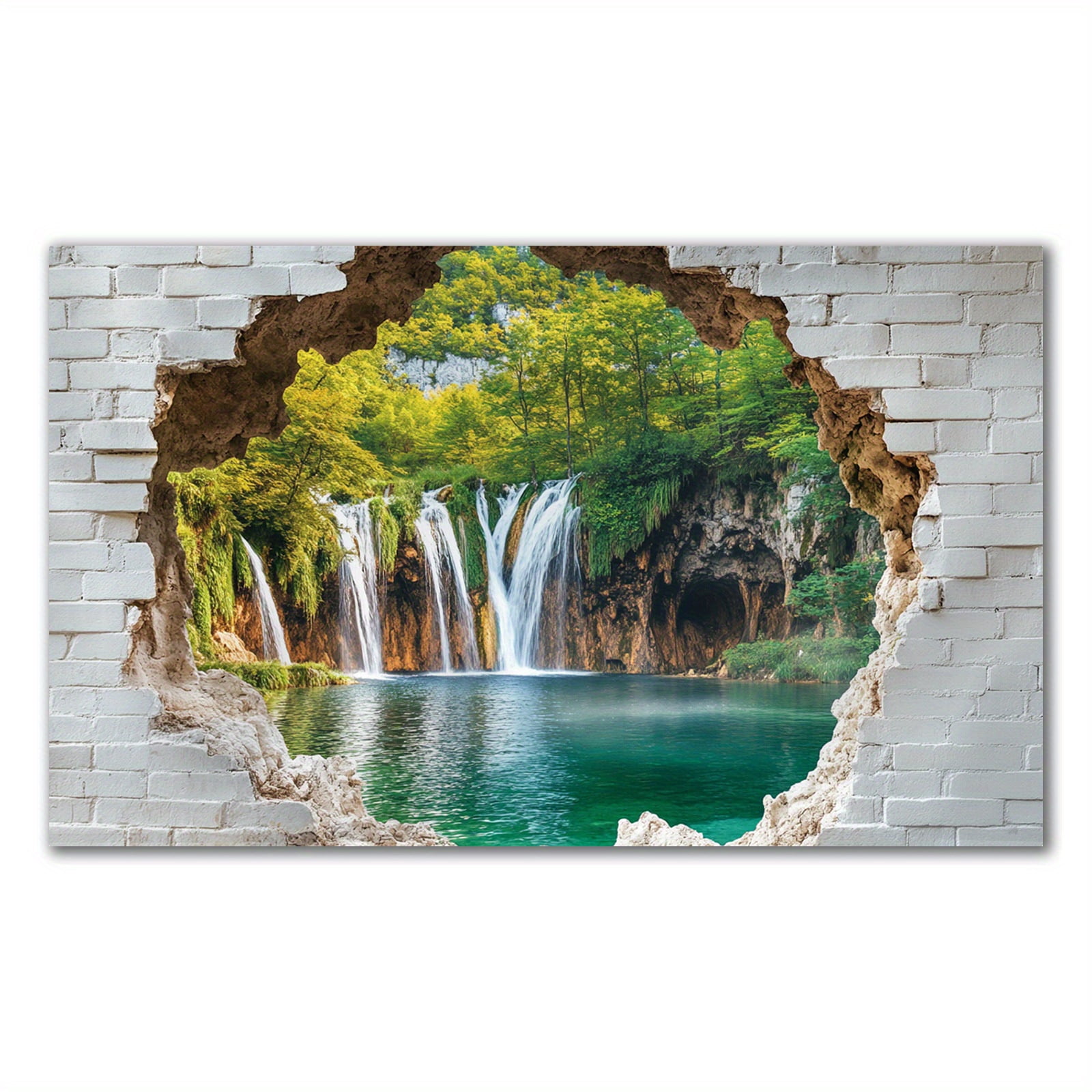 Wall Cave Waterfall Canyon Backdrop Fabric-Vivid Landscape Photography ...