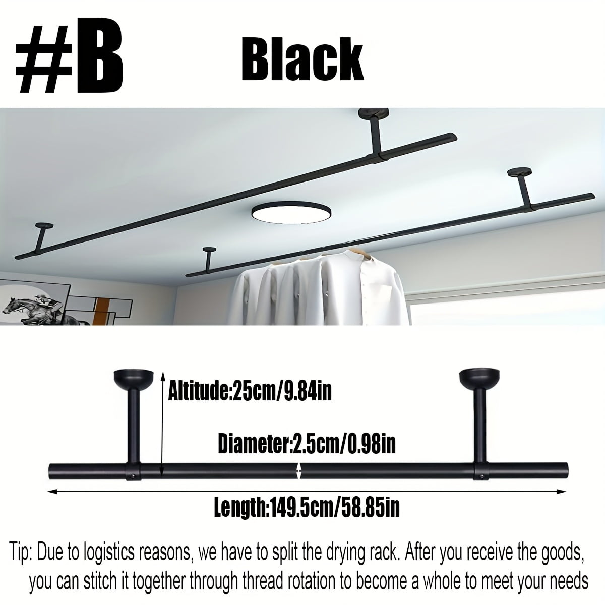 Wall/Ceiling Mount Clothes Drying Rack - Multi-Functional Metal Laundry ...