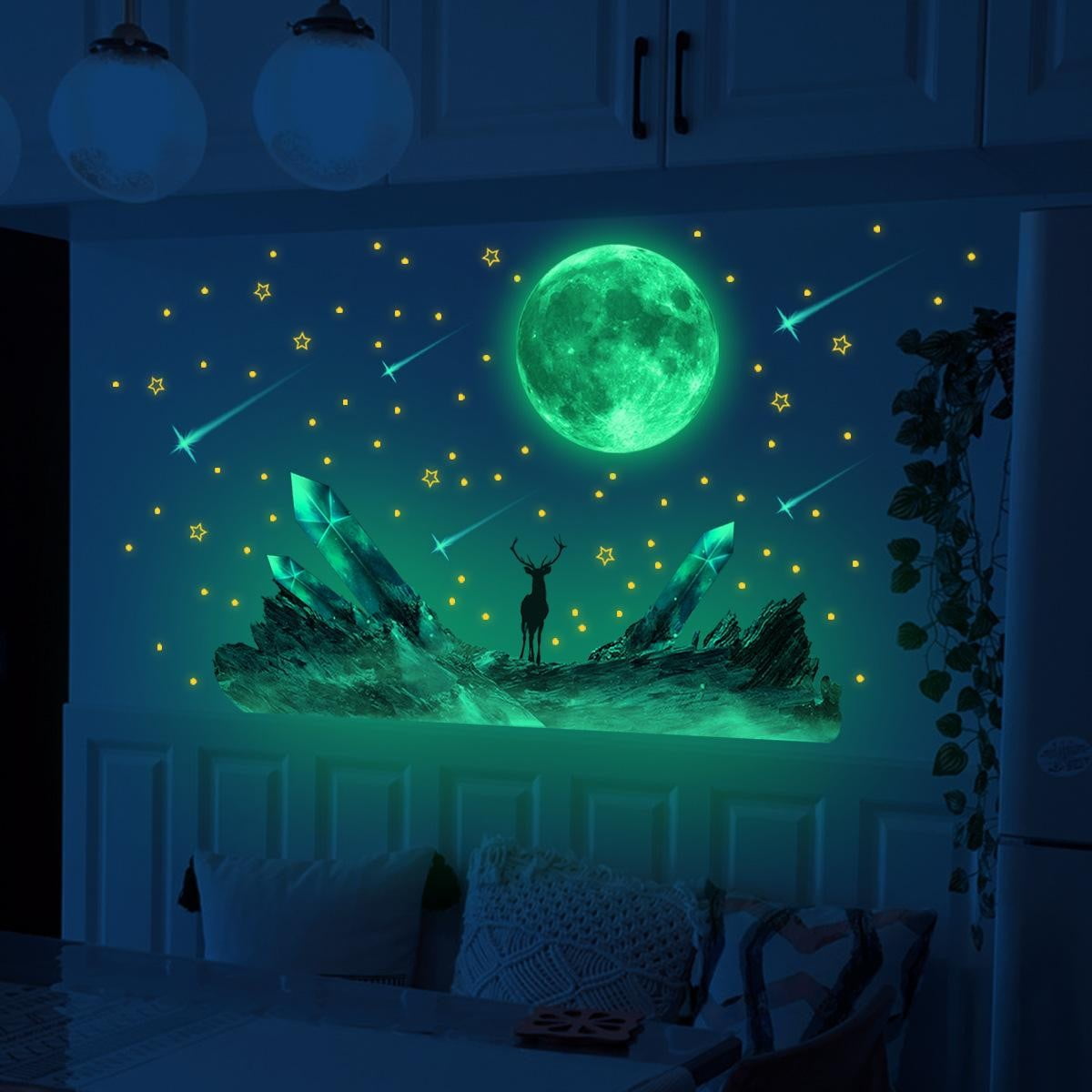 Wall Ceiling Sticker Glow In The Dark Luminous Stars and Moon 3D ...