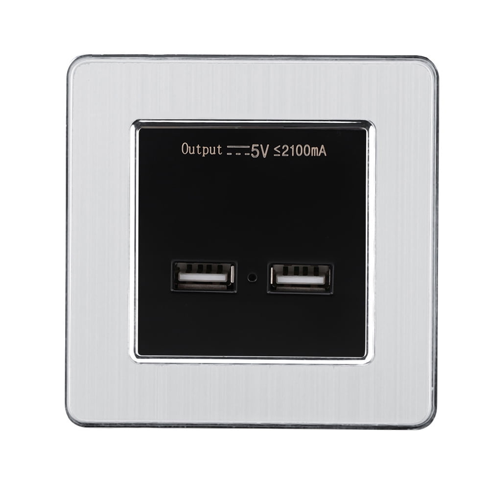Wall Charger Power Plug Adapter Wall Mount Dual USB Adapter Panel ...