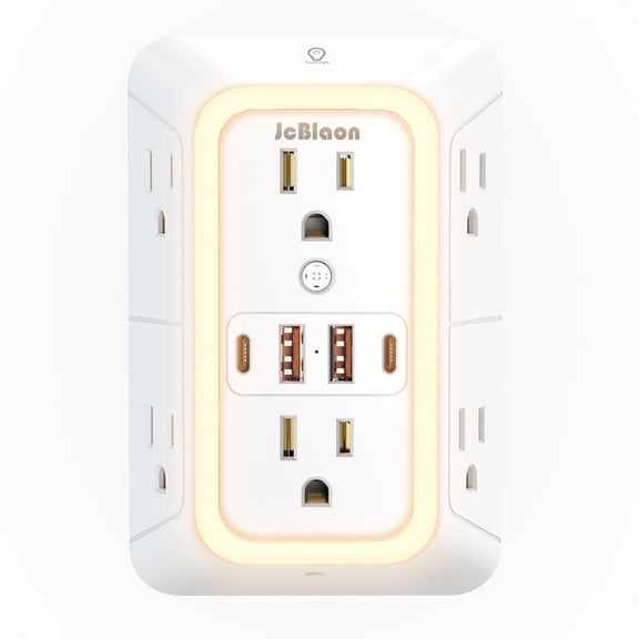 Wall , Surge Protector, 5 Outlet Extender with 4 Ports (4.8A Total) 3 ...