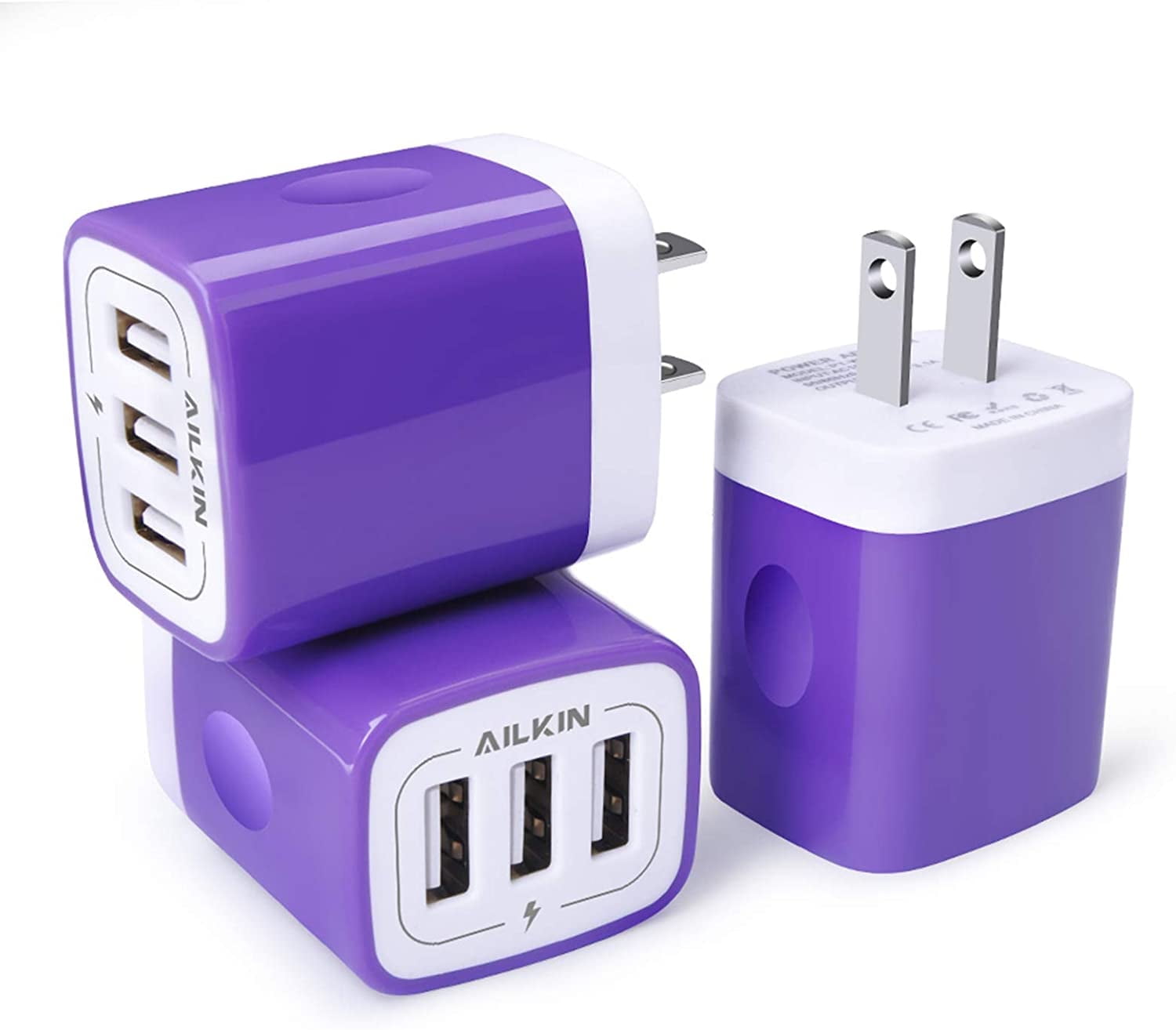 Wall Charger,USB Charger Adapter,3.1A/3Pack Muti Port Fast Charging ...