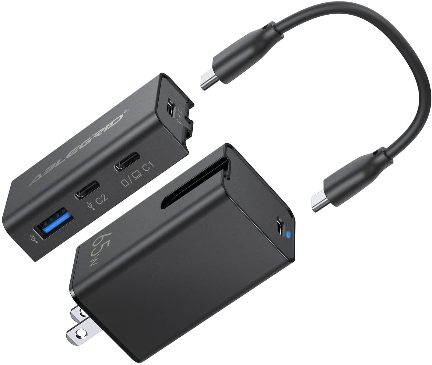 Wall Charger with USB Hub, ABLEGRID 65W USB C Fast Charging Block with ...