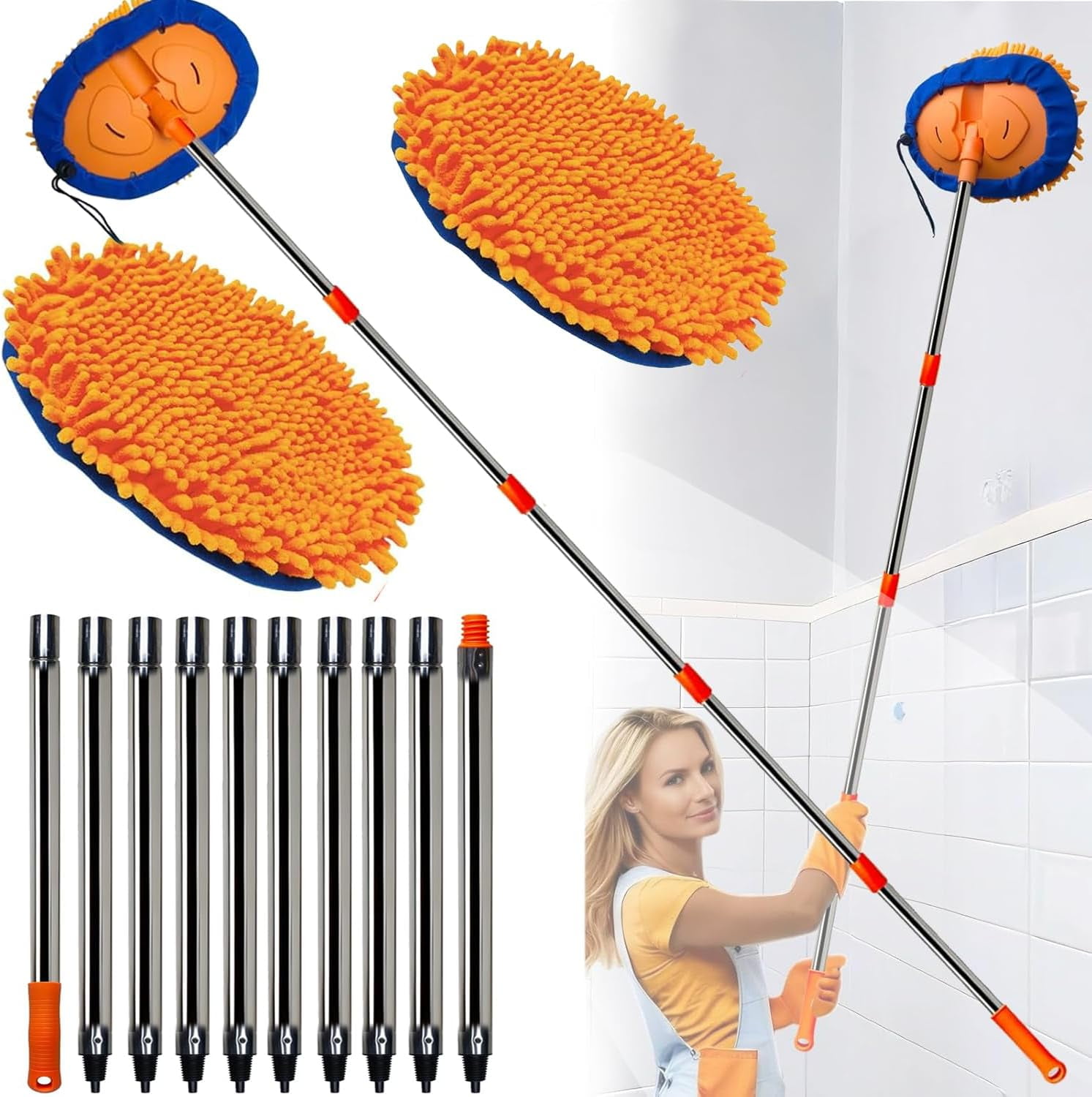 Wall Cleaner, Max 13 Ft+ Wall Mop with Long Handle, Ceiling Dust Mop ...