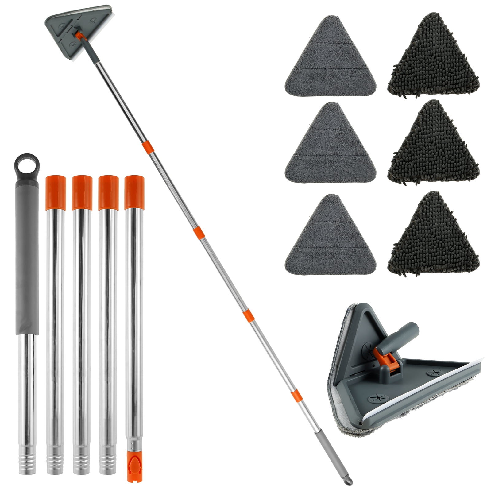 Wall Cleaner Mop with 74 Inch Long Handle Foldable Triangle Mop ...