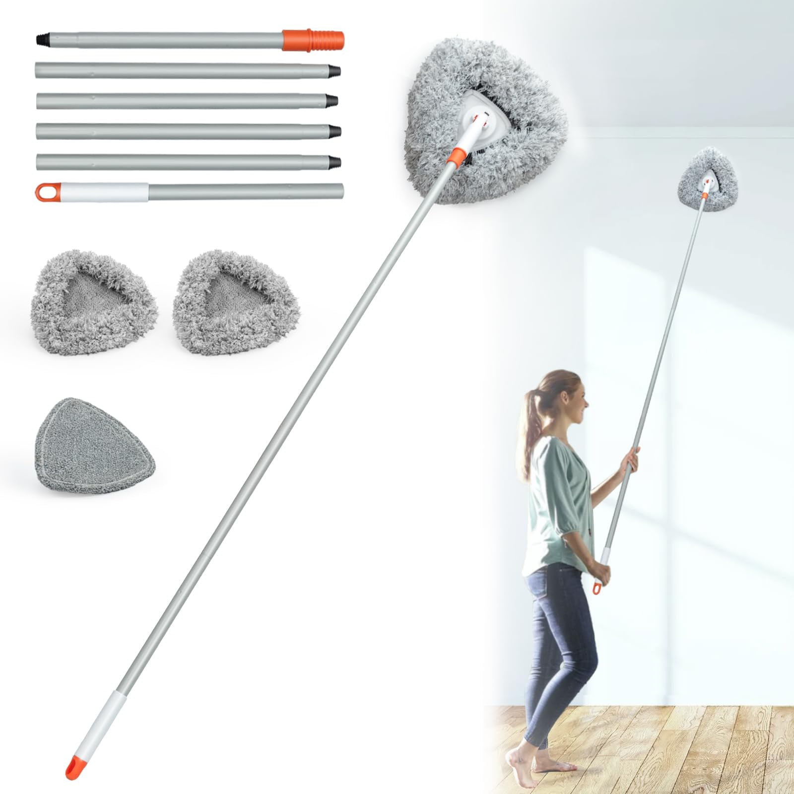 Wall Cleaner Mop with 83.5” Long Handle,Baseboard Cleaner Mop 360 ...