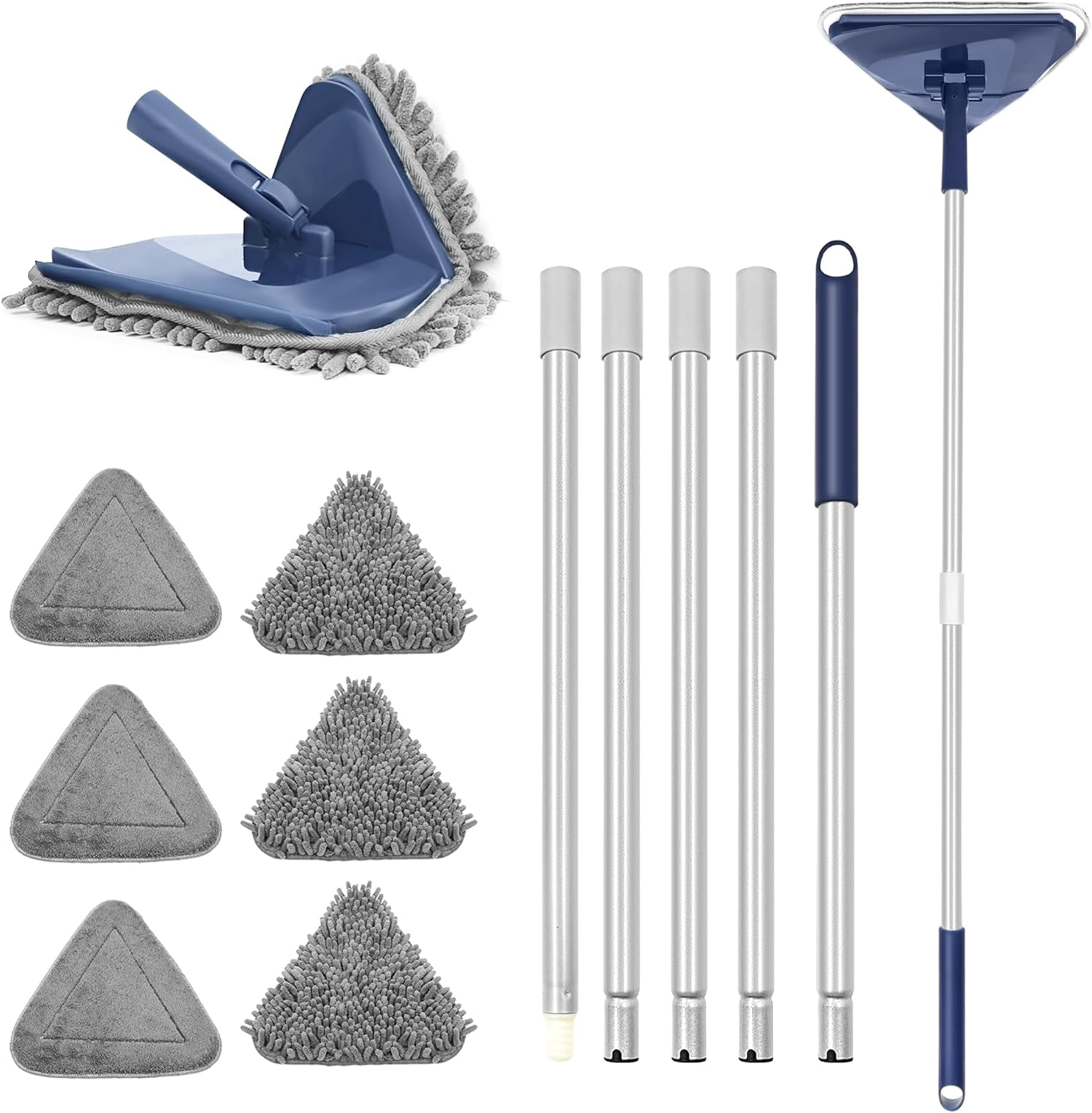 Wall Cleaner Mop with 82" Handle, 360? Rotating Triangle and Microfiber ...