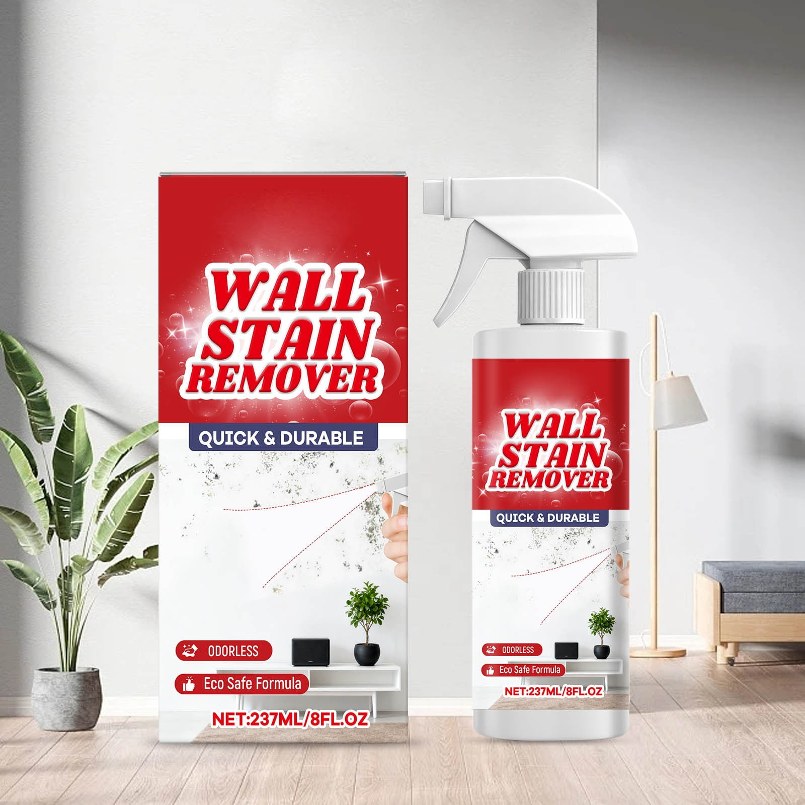 Wall Cleaner Spray, Highly Effective Wall Removal Spray, Multi-Surface ...