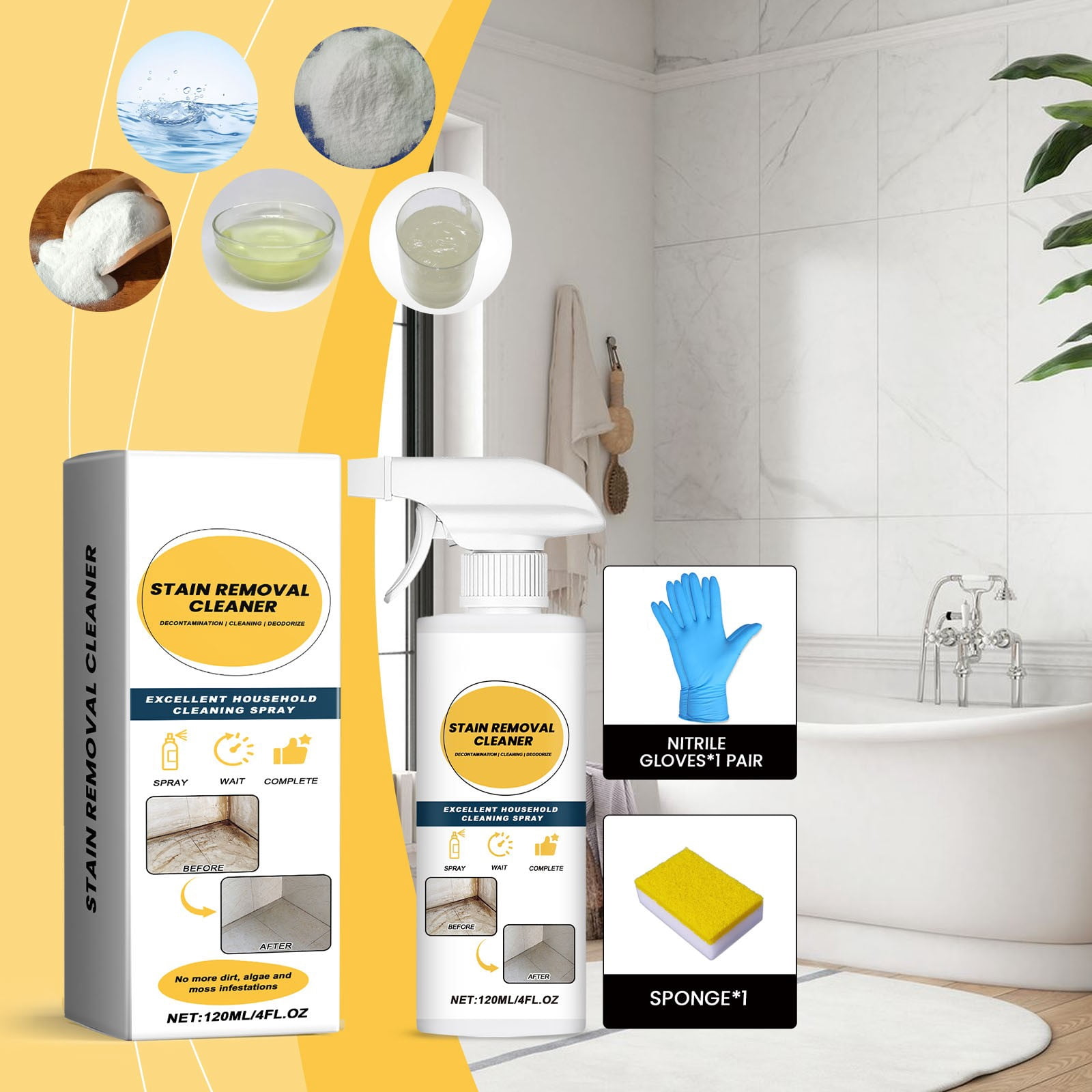 Wall Cleaner Spray,Stain Removal & Multi-Purpose Cleaner,Powerful ...