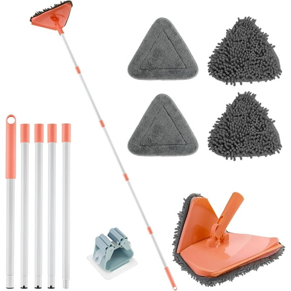 Wall Cleaner Triangle Mop with 82'' Long Handle - Wall Scrubber ...