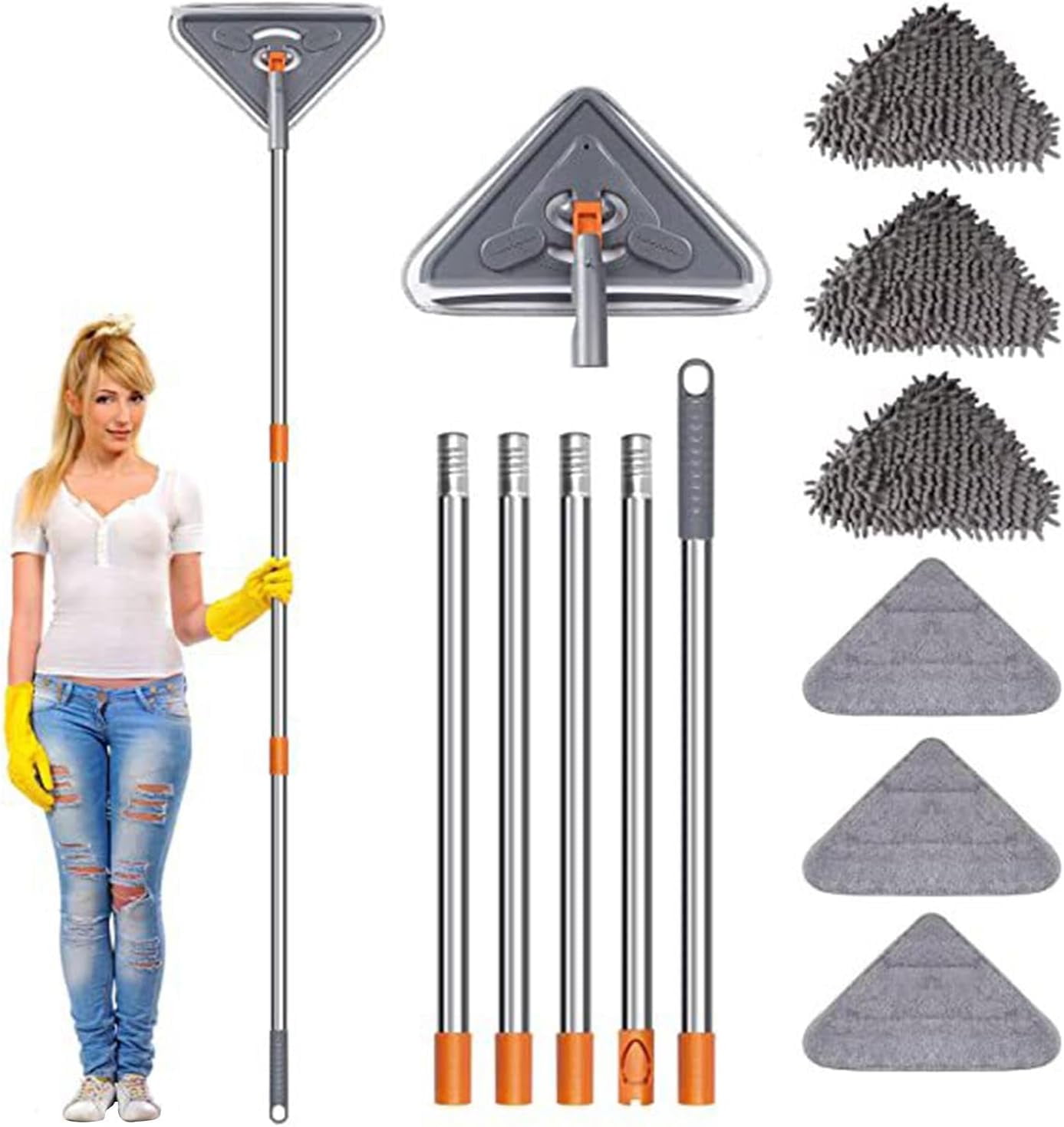 Wall Cleaning Mop, Window Cleaner Mop with Adjustable Length Long ...