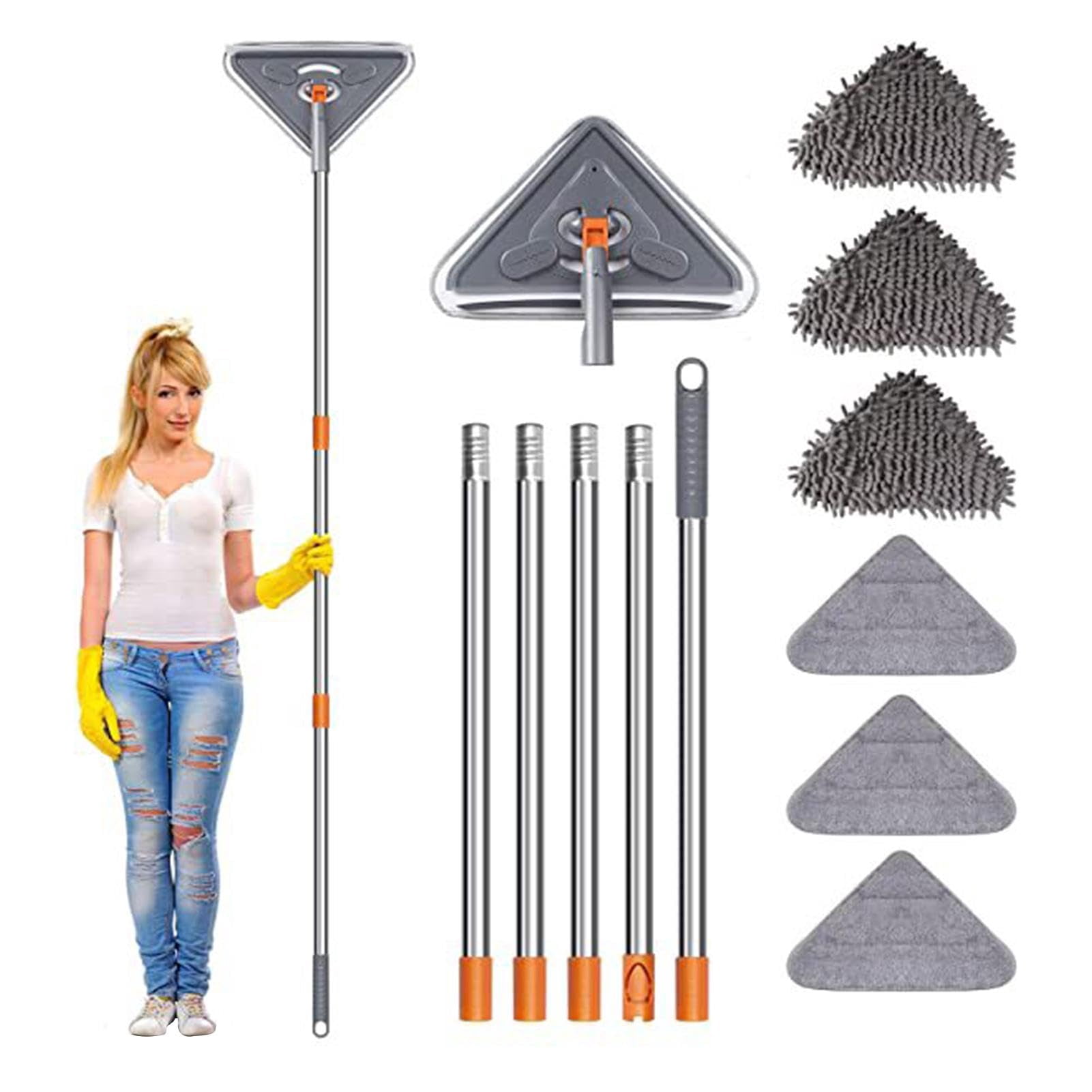 Wall Cleaning Mop, Window Cleaner Mop with Adjustable Long Handle, 360 ...